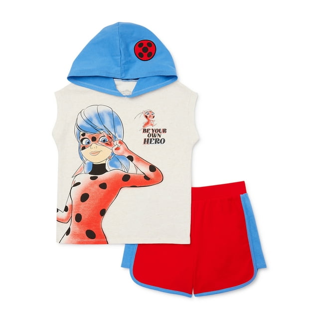 Miraculous Ladybug Girls Cosplay Clothes: Graphic Hoodie and Shorts Set ...