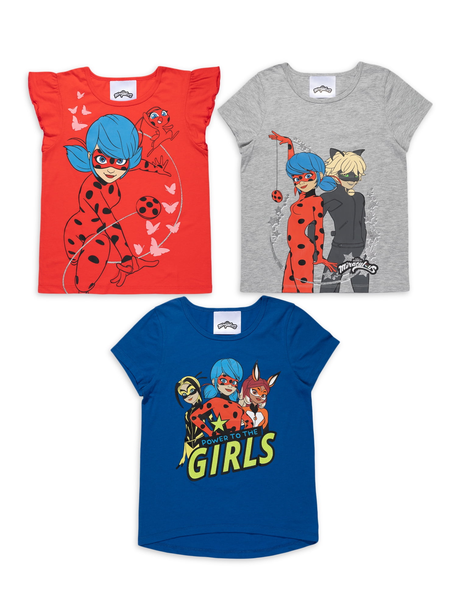 Miraculous Ladybug Girls Graphic 3-Pack T-Shirts, Sizes 4-16 - Walmart.com
