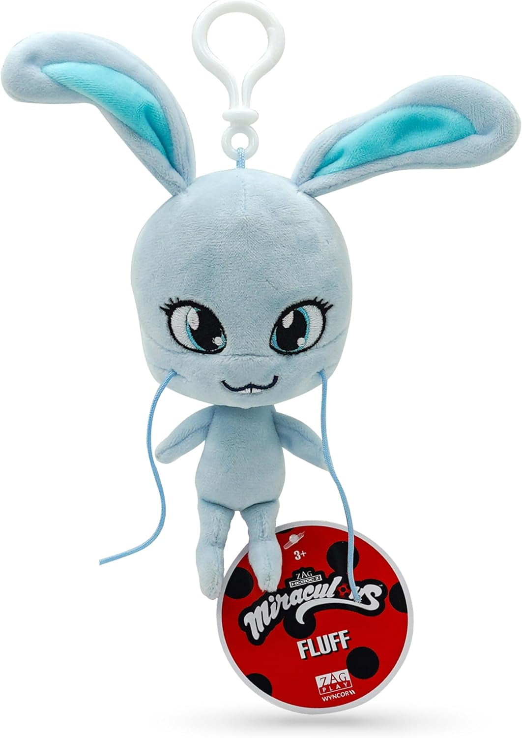 Miraculous Ladybug - Kwami Lifesize Fluff, 5-inch Rabbit Plush Clip-on ...