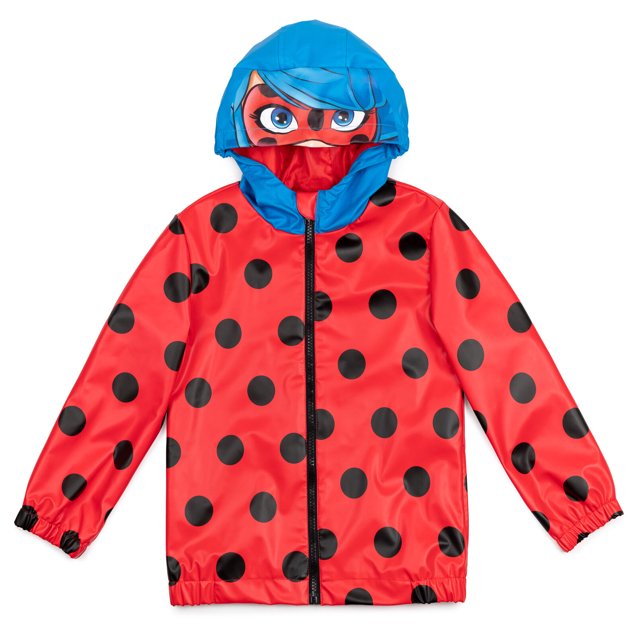 Miraculous Ladybug Girls Hooded Waterproof Rain Jacket, Little Kid to ...