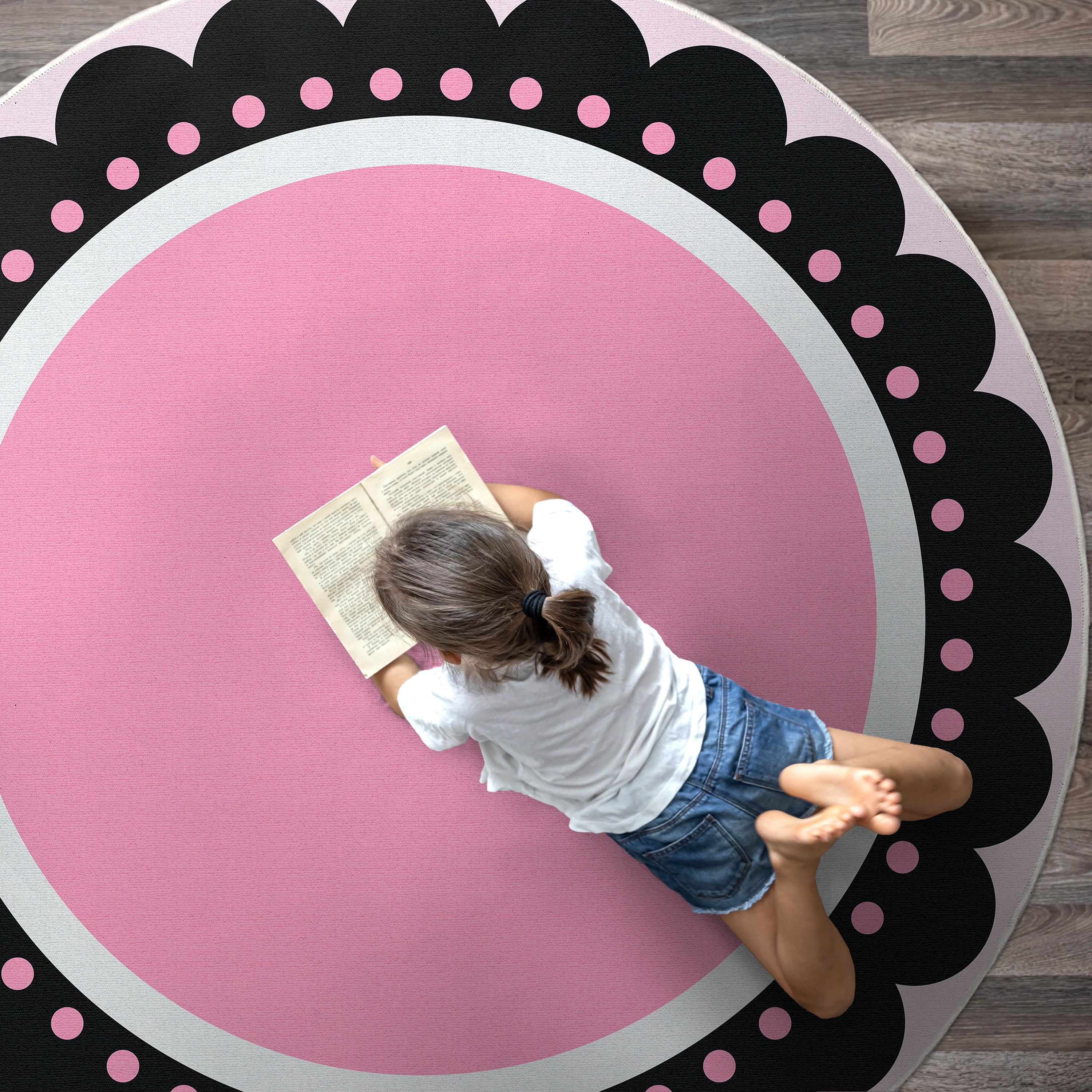 Miraculous Ladybug Marinette's Bedroom Rug 3'11" Round Pink Area Rug by ...