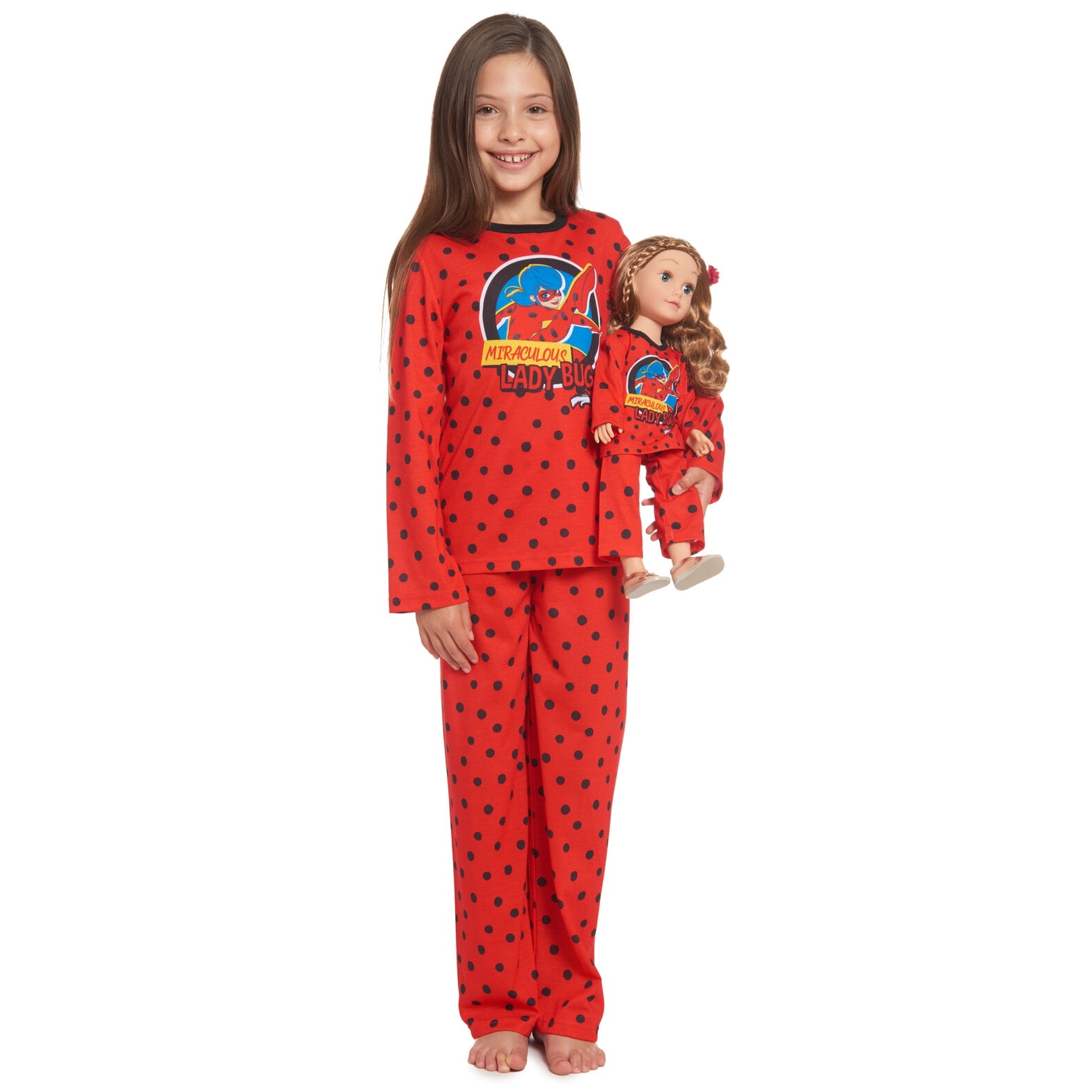 Miraculous Ladybug Pajama Shirt Pants and Matching Doll Outfits 4 Piece ...
