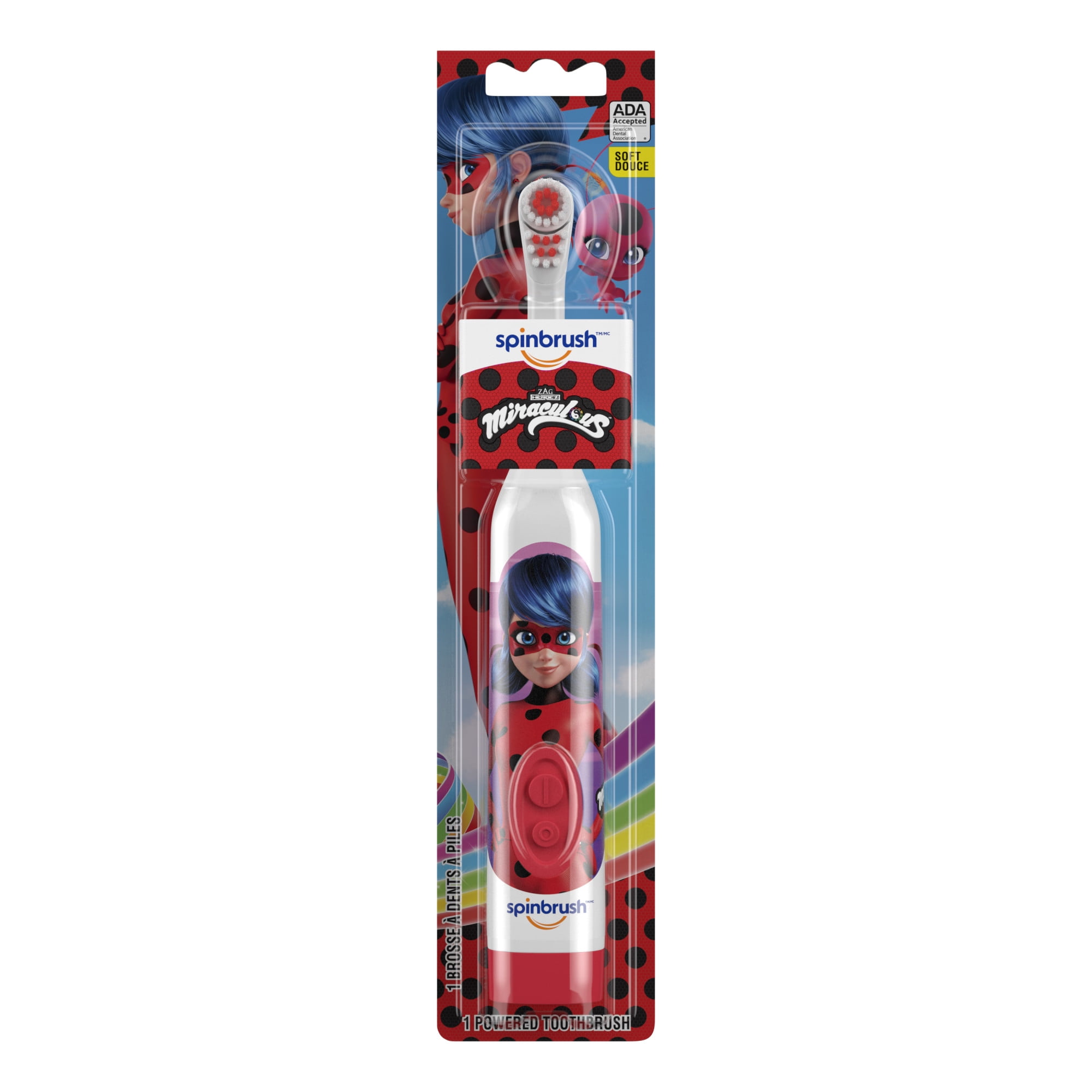 Miraculous Ladybug Spinbrush Kids Electric Toothbrush, Battery-Powered ...