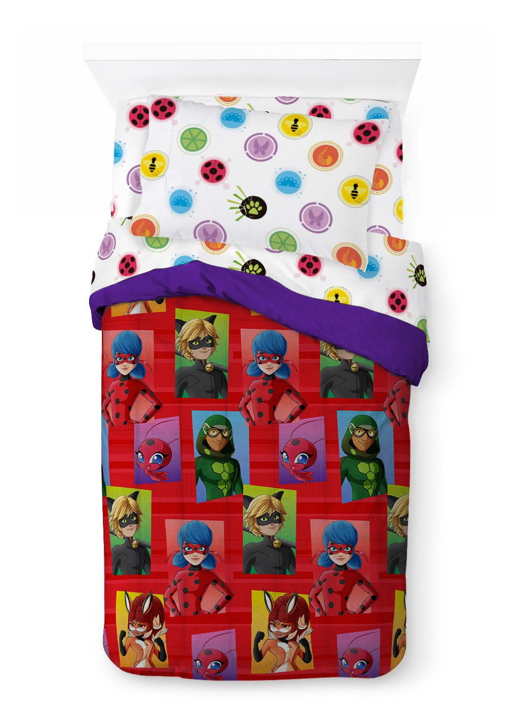 Miraculous Ladybug Squares Kids Twin Bed-in-a-Bag Set, 86 x 64 ...