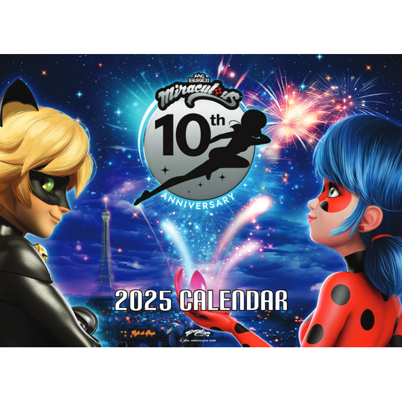 Miraculous Ladybug and Cat Noir 10th Anniversary Calendar 2025 Monthly ...