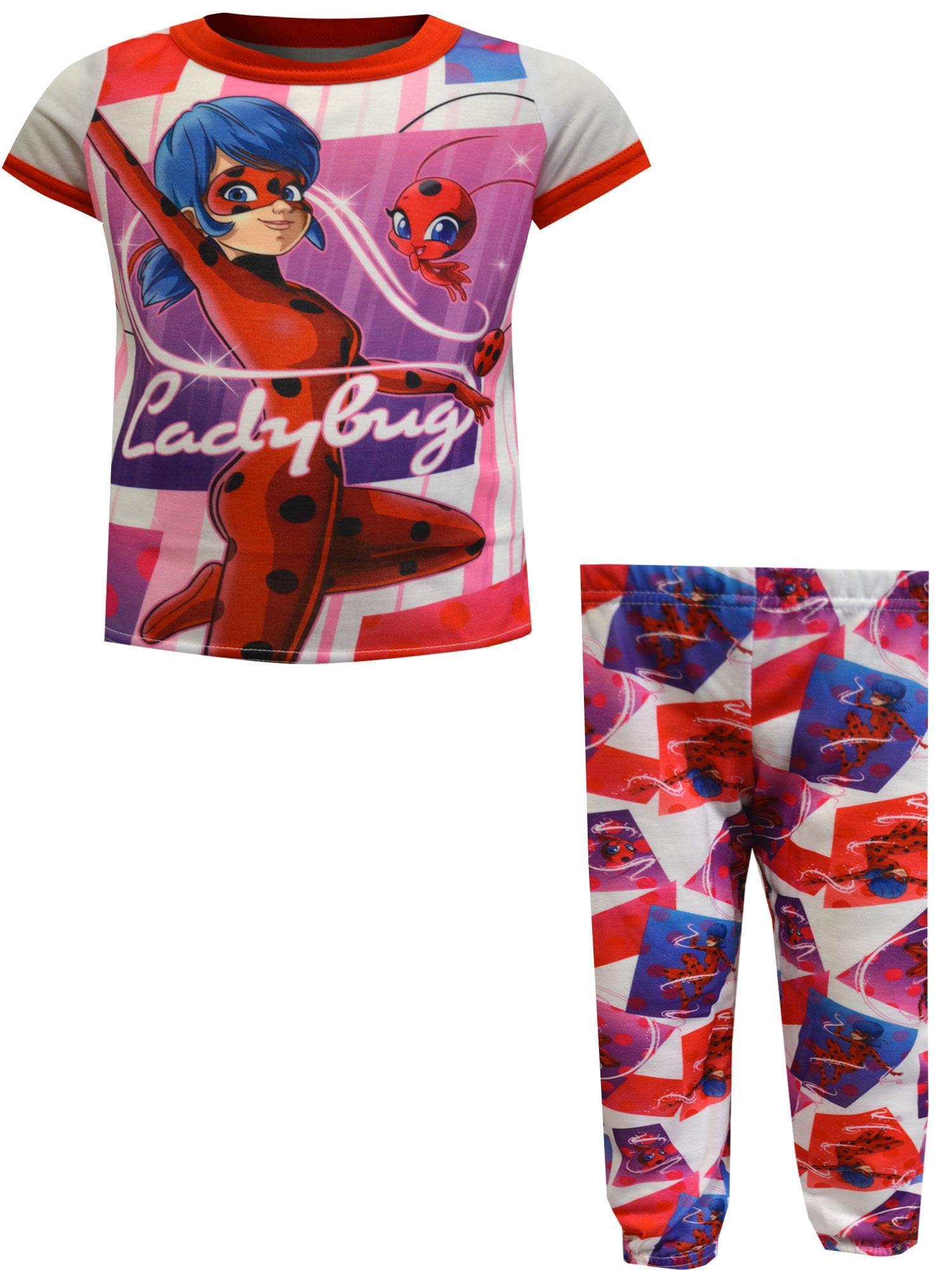 Komar Kids Girls Miraculous Ladybug Striped Short Sleeve Pajama (6 ...