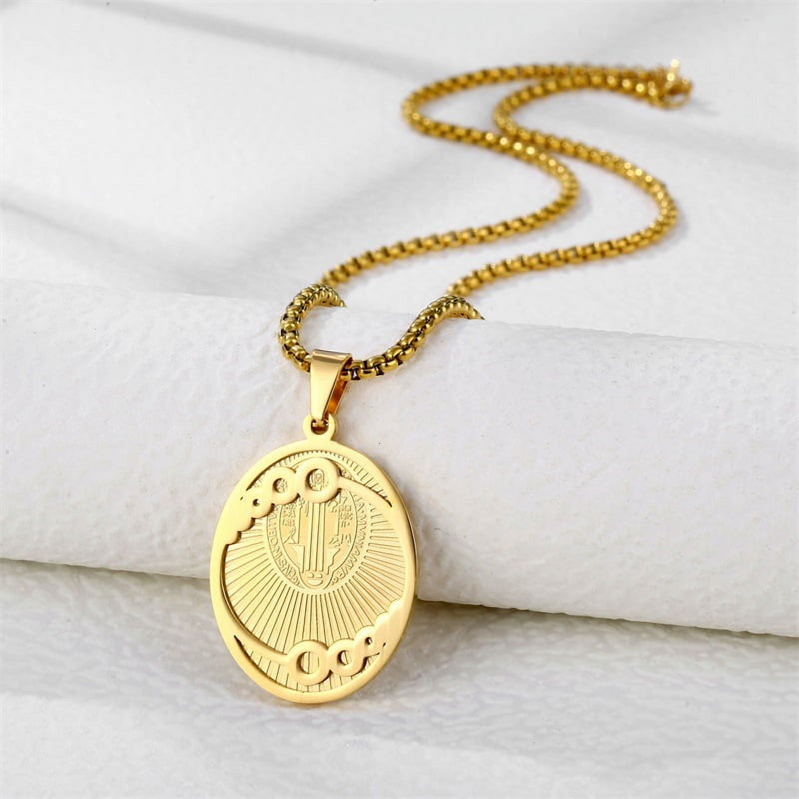 Miraculous Virgin Mary Medal Latin Prayer Charm Pendant 14K Yellow Gold ...