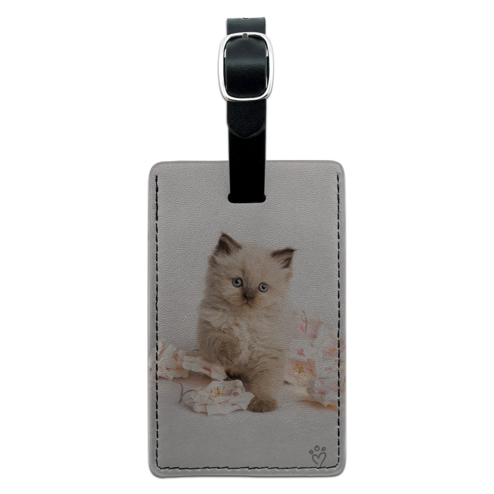 Miradoll Ragdoll Cat Kitten Flowers Rectangle Leather Luggage Card ...