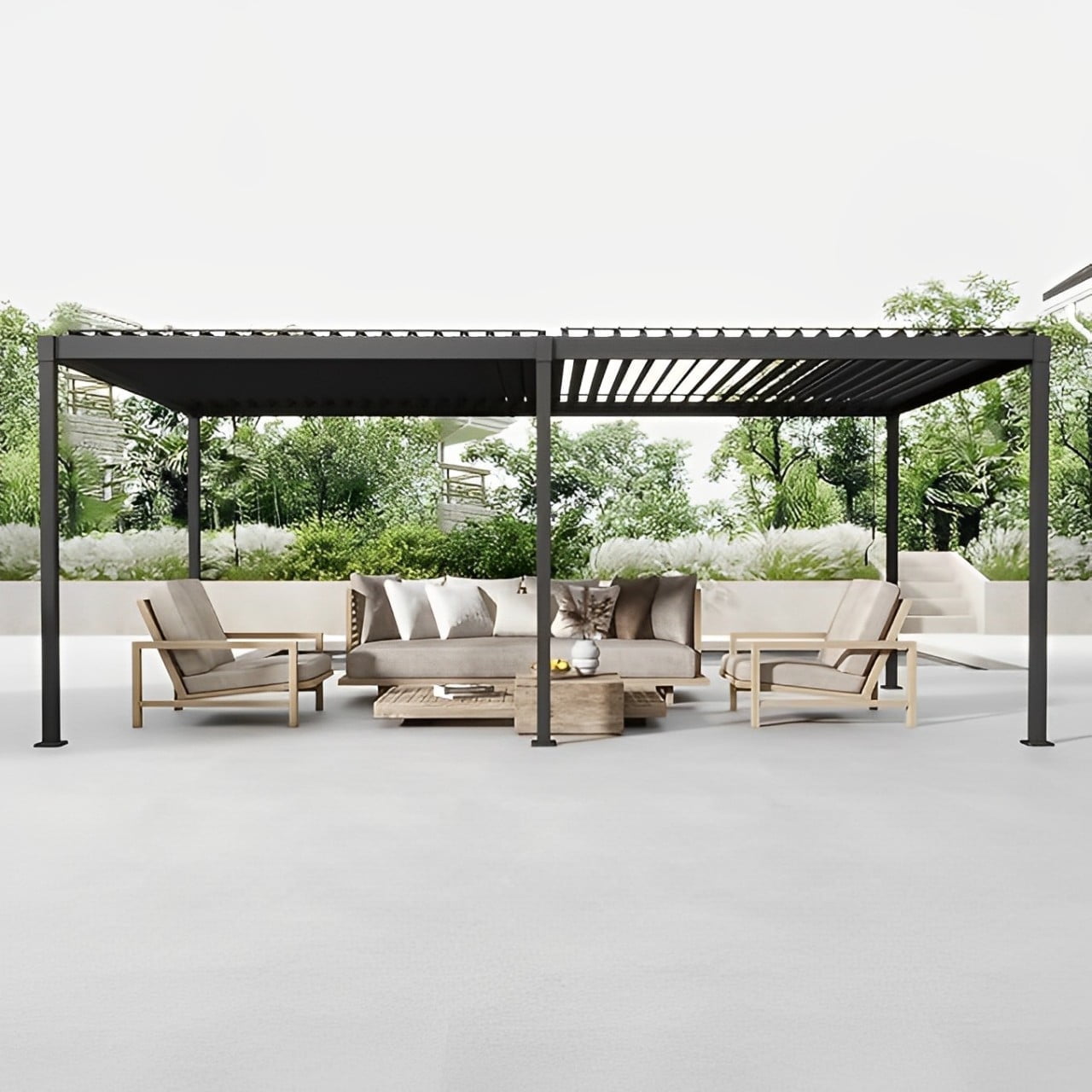 MIRADOR 80S Steel Louvered Pergola 10' x 20' w/ Adjustable Louvers for ...