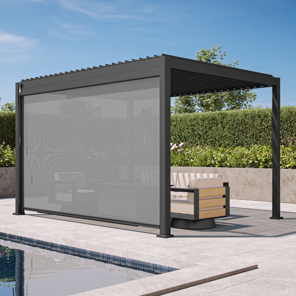 Mirador 111S Outdoor Pergola Aluminum Pull Down Privacy Screen 13' Side ...