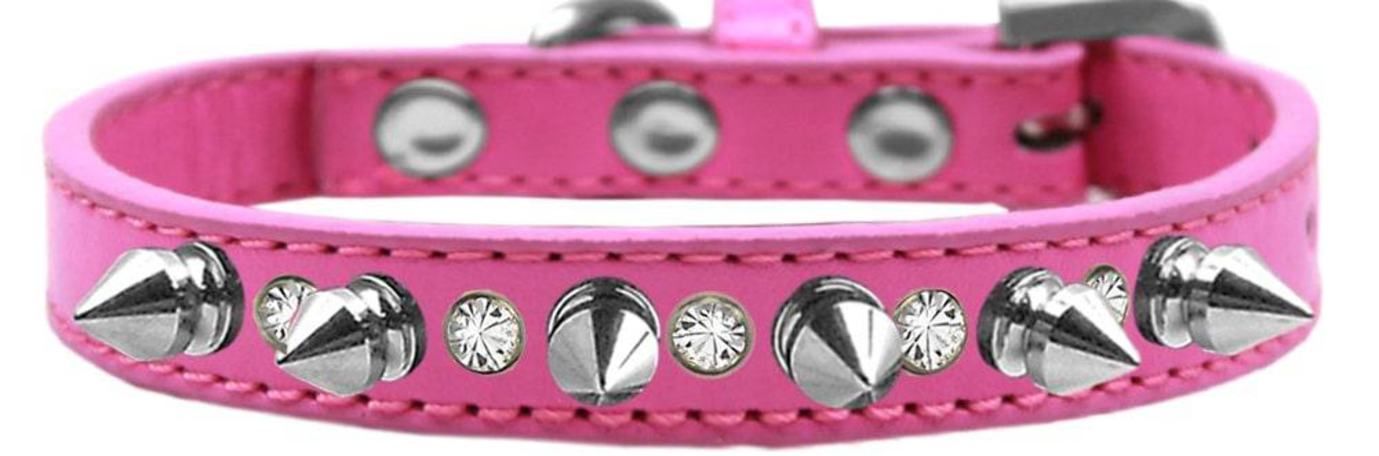Pet and Dog Spike Collar, "Clear Crystals Silver Spikes” - Walmart.com