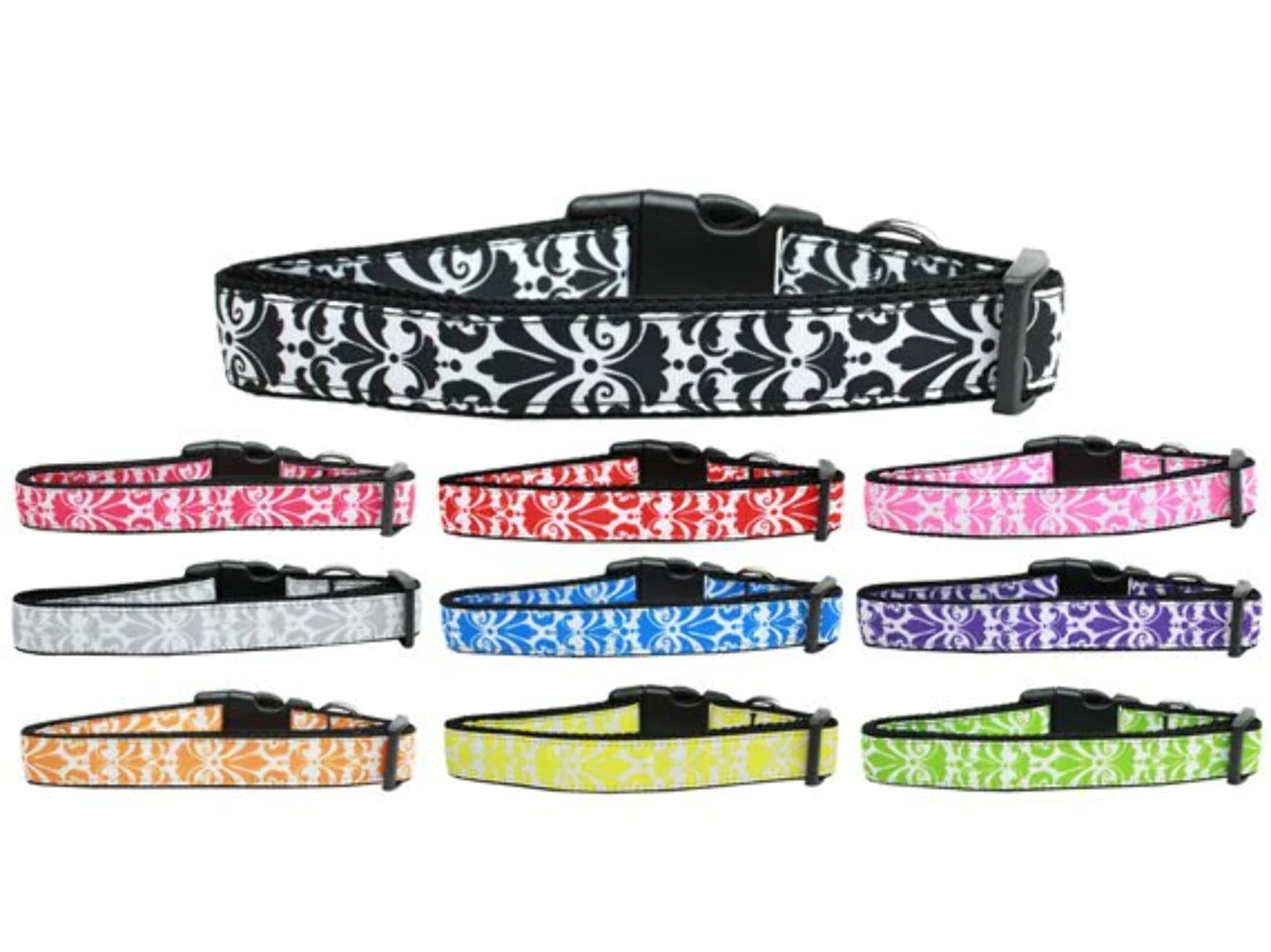 Pet Dog Cat Nylon Collar, "Damask" *Available in 10 different colors ...