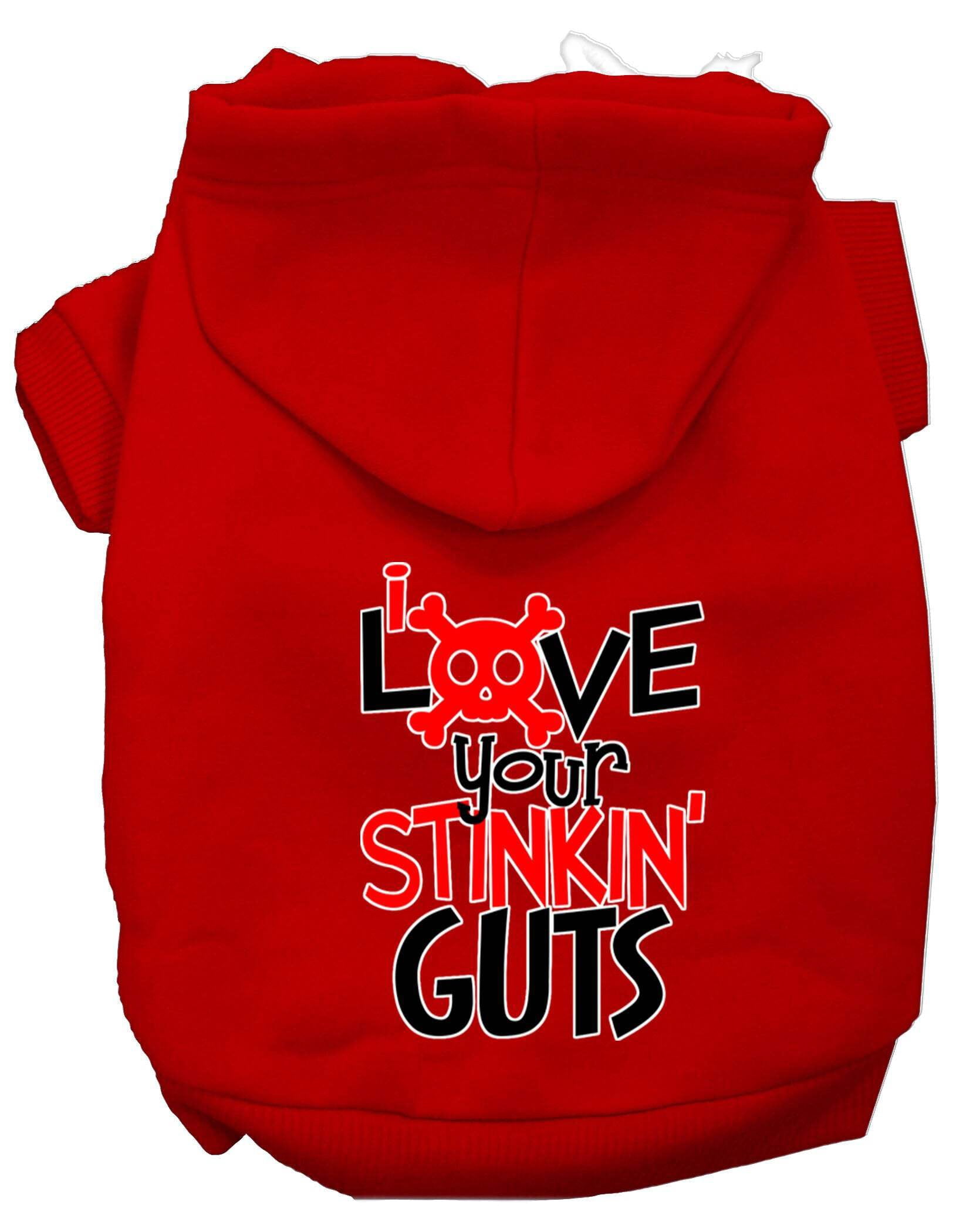 Mirage Pet Love your Stinkin Guts Screen Print Dog Hoodie Red S ...