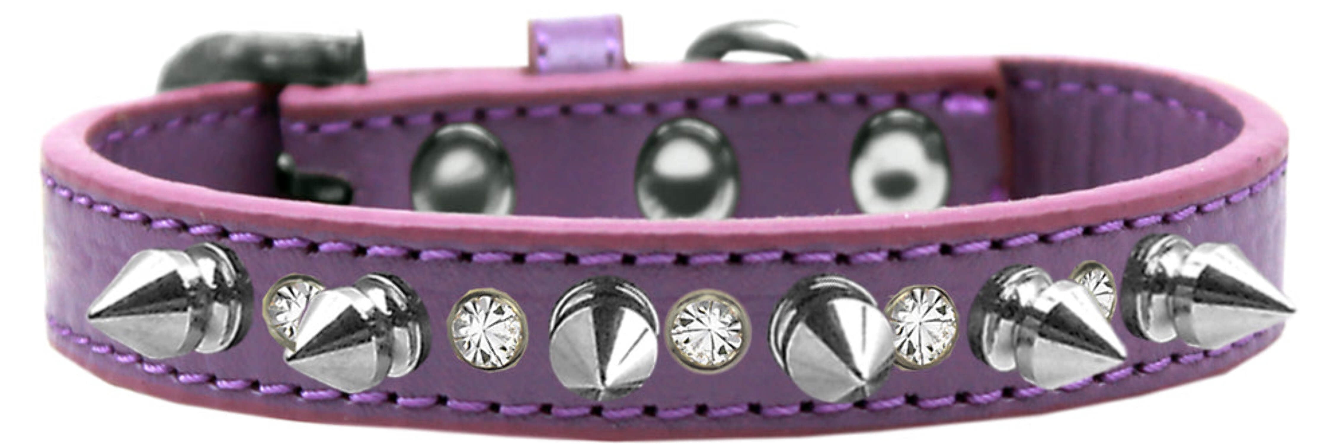 Pet and Dog Spike Collar, "Clear Crystals Silver Spikes” - Walmart.com