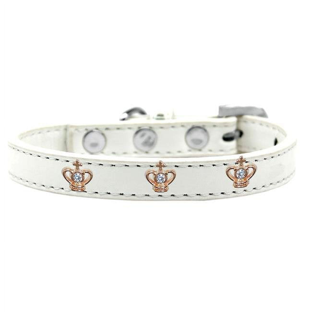 Mirage Pet 631-5 WT10 Gold Crown Widget Dog Collar, White - Size 10 ...