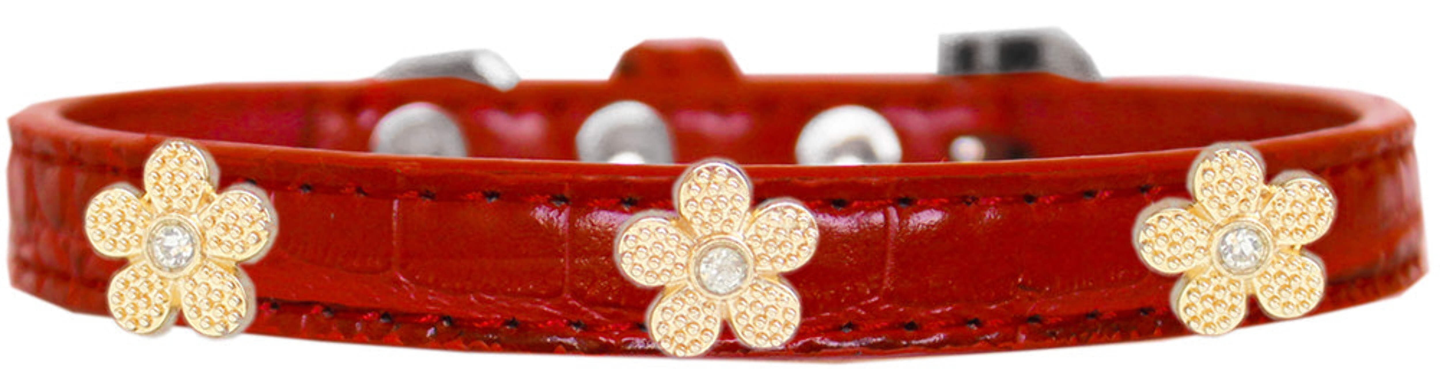 Dog, Puppy Pet Designer Croc Widget Collar, "Gold Flowers" - Walmart.com