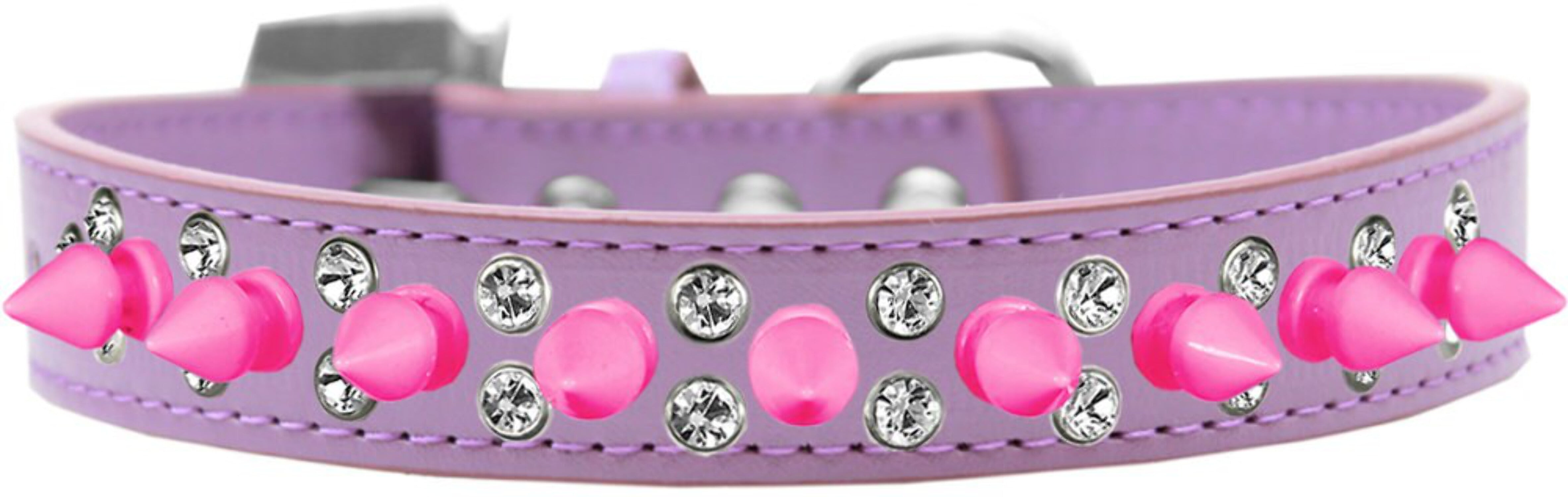 Pet and Dog Spike Collar, "Double Crystal Bright Pink Spikes" - Walmart.com