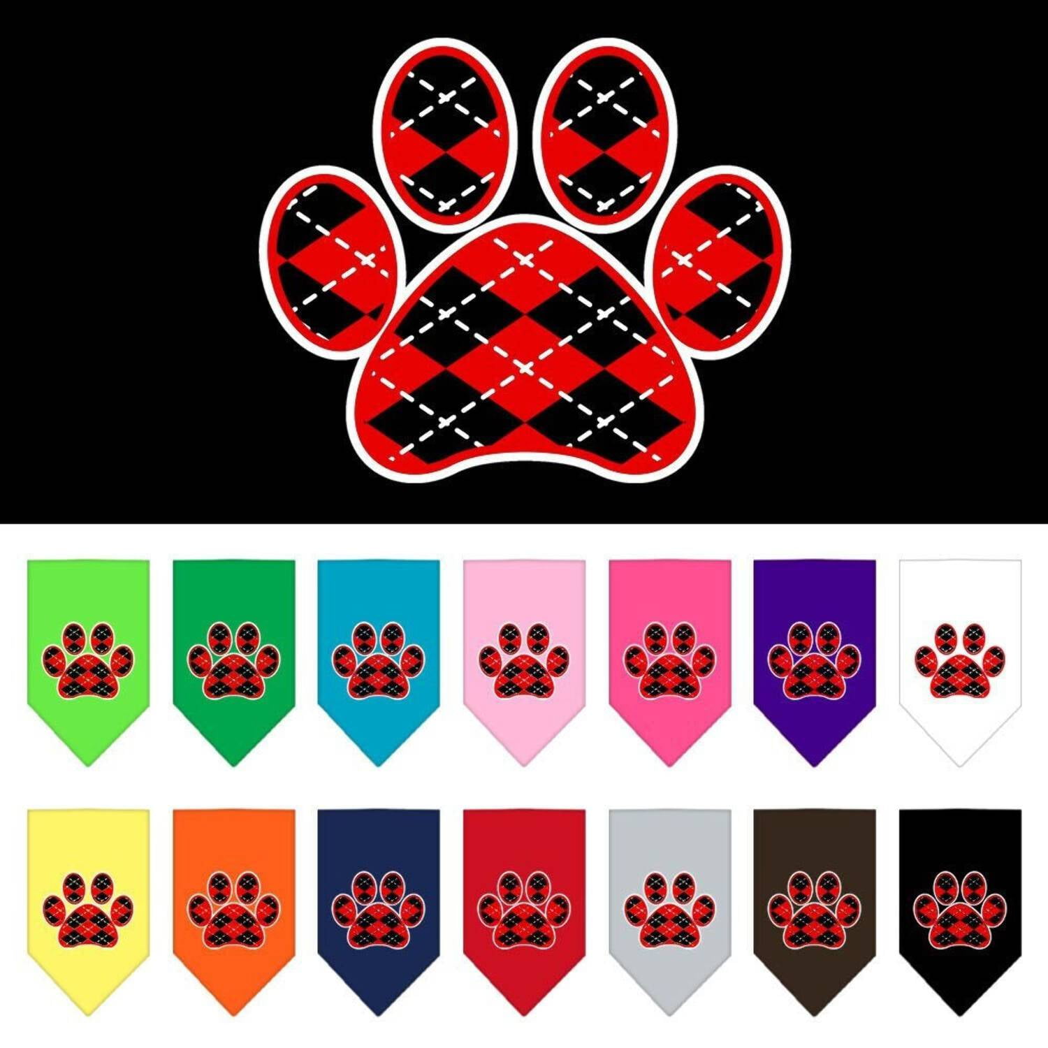 Argyle Paw Red Screen Print Bandana Purple Small - Walmart.com