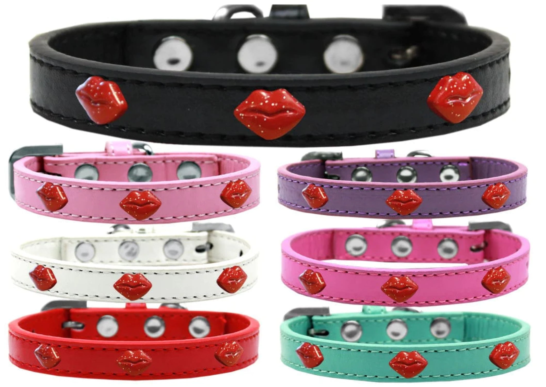 Dog, Puppy Pet Widget Fashion Collar, "Red Glitter Lips" - Walmart.com