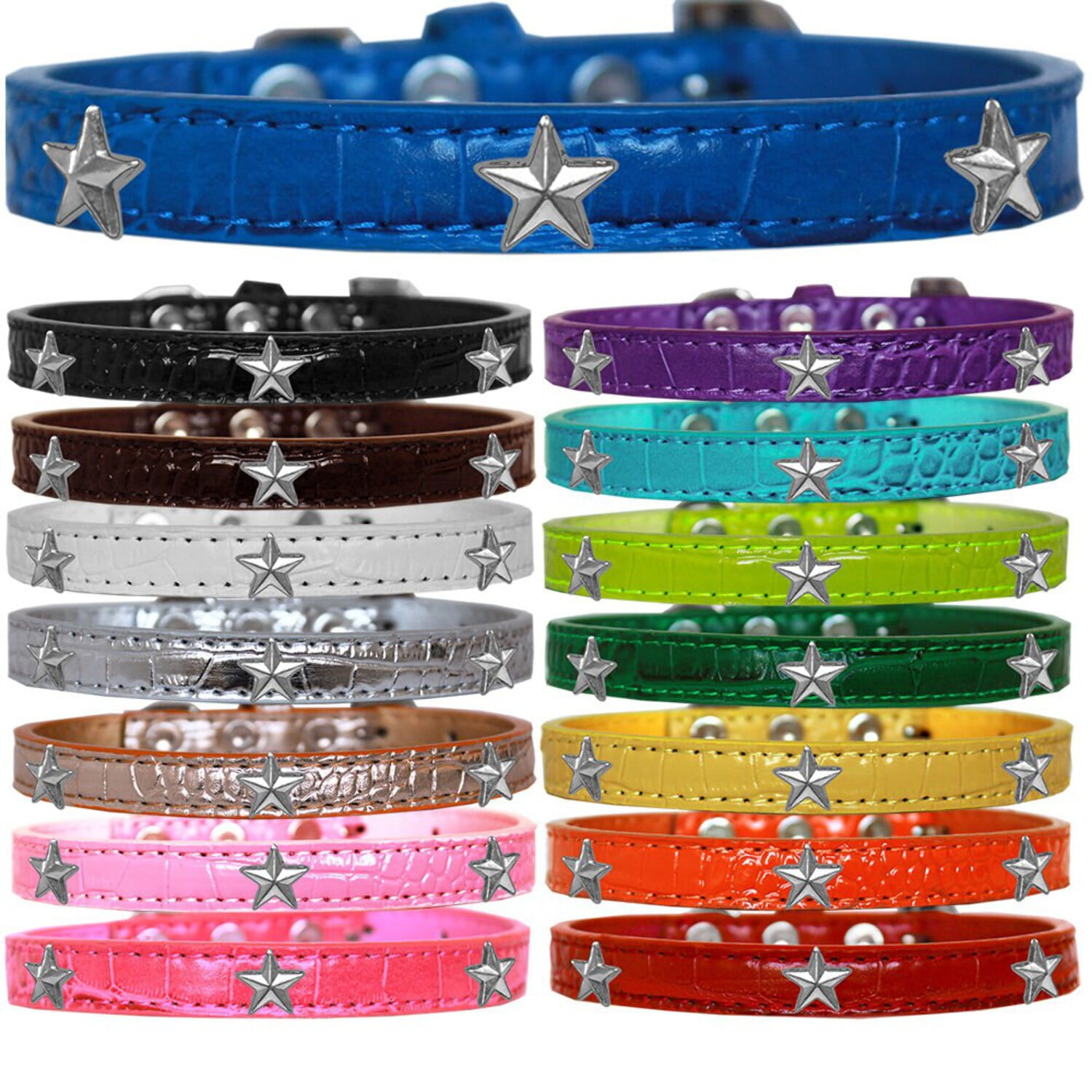 Dog, Puppy Pet Designer Croc Widget Collar, "Silver Stars" - Walmart.com