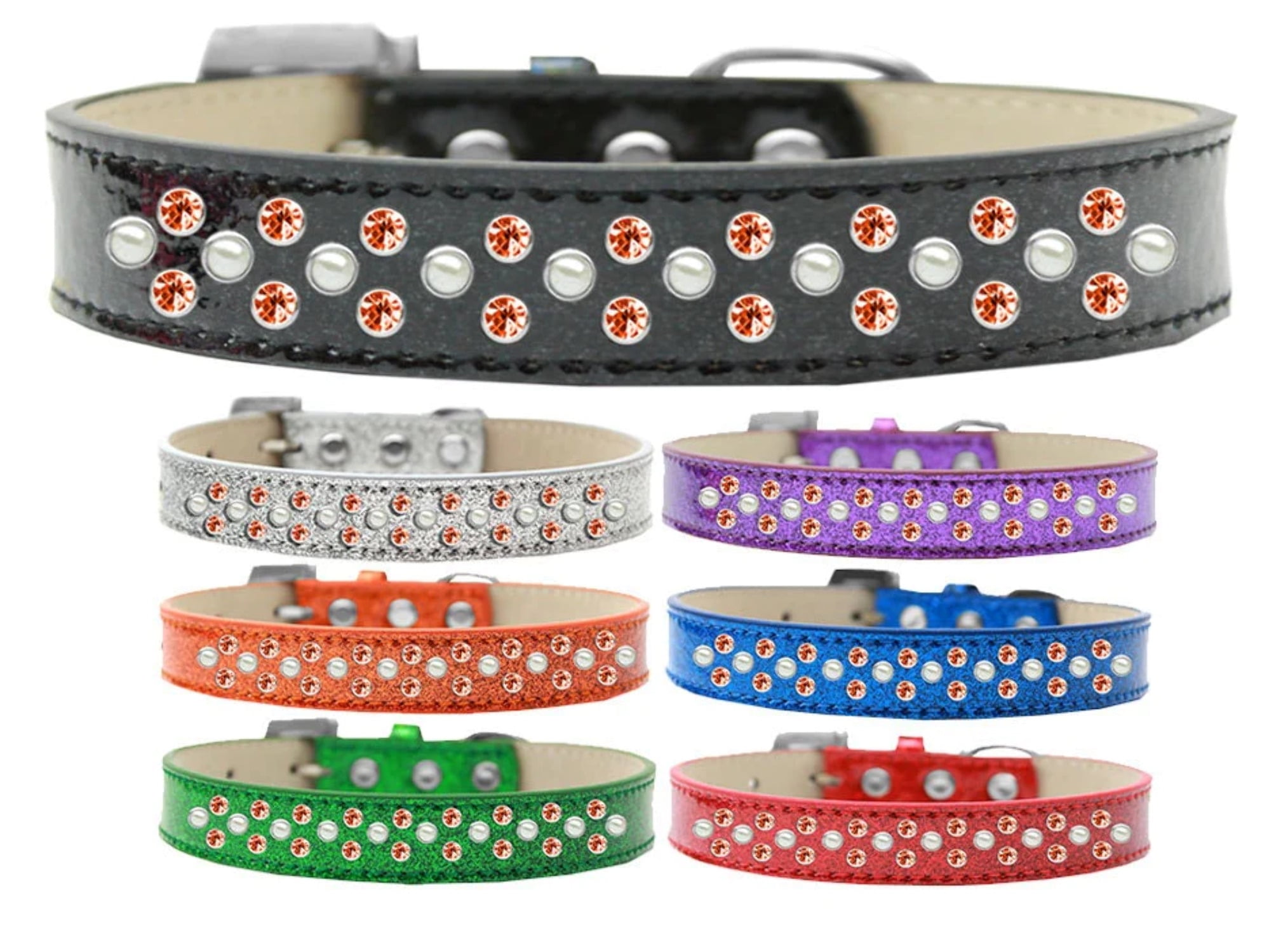 mirage 616-19 bk-12 sprinkles ice cream dog collar pearl/orange crystal ...