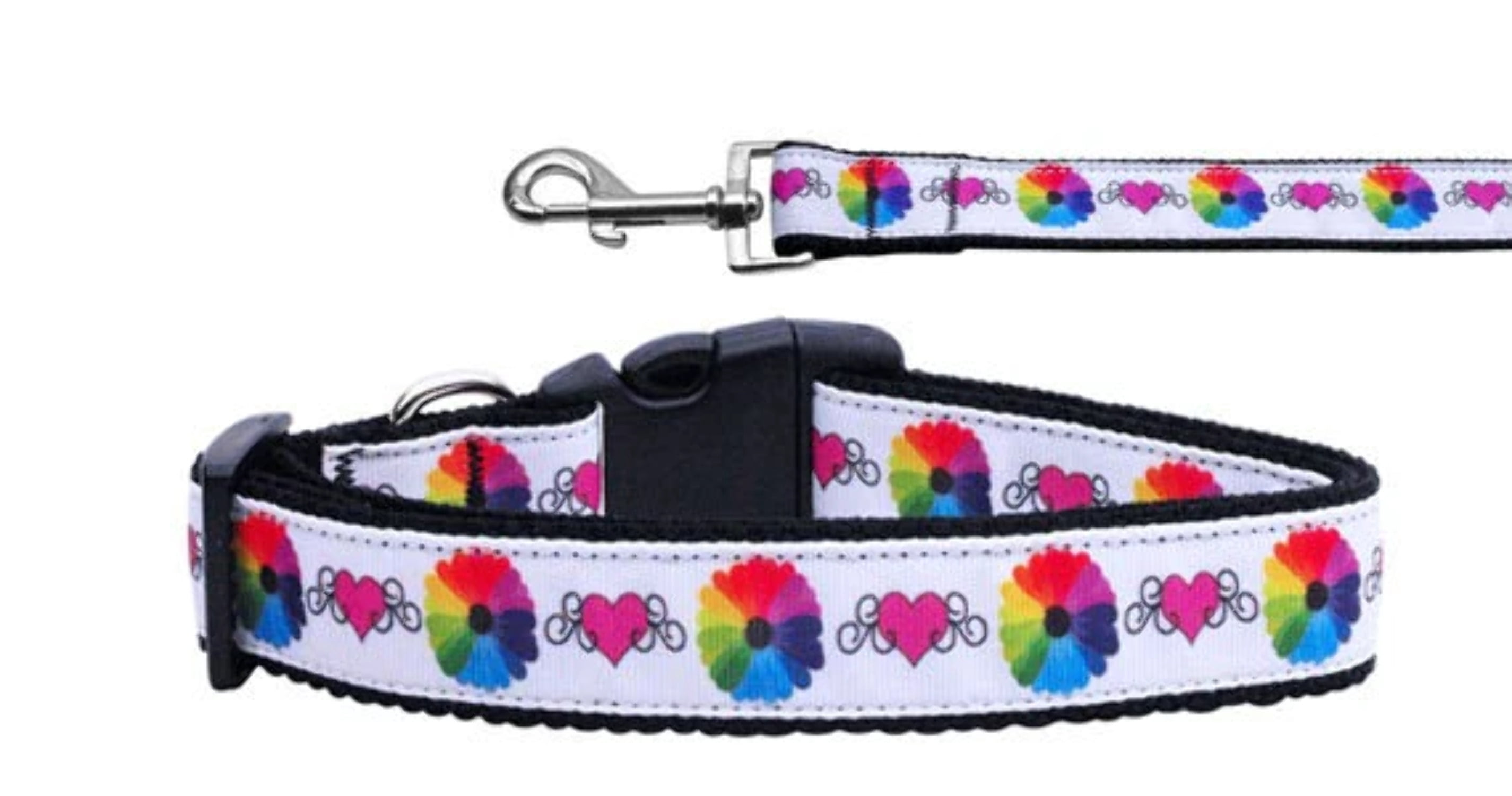 Mirage Pet Technicolor Love Nylon Ribbon Pet Leash 1 wide 4ft - Walmart.com