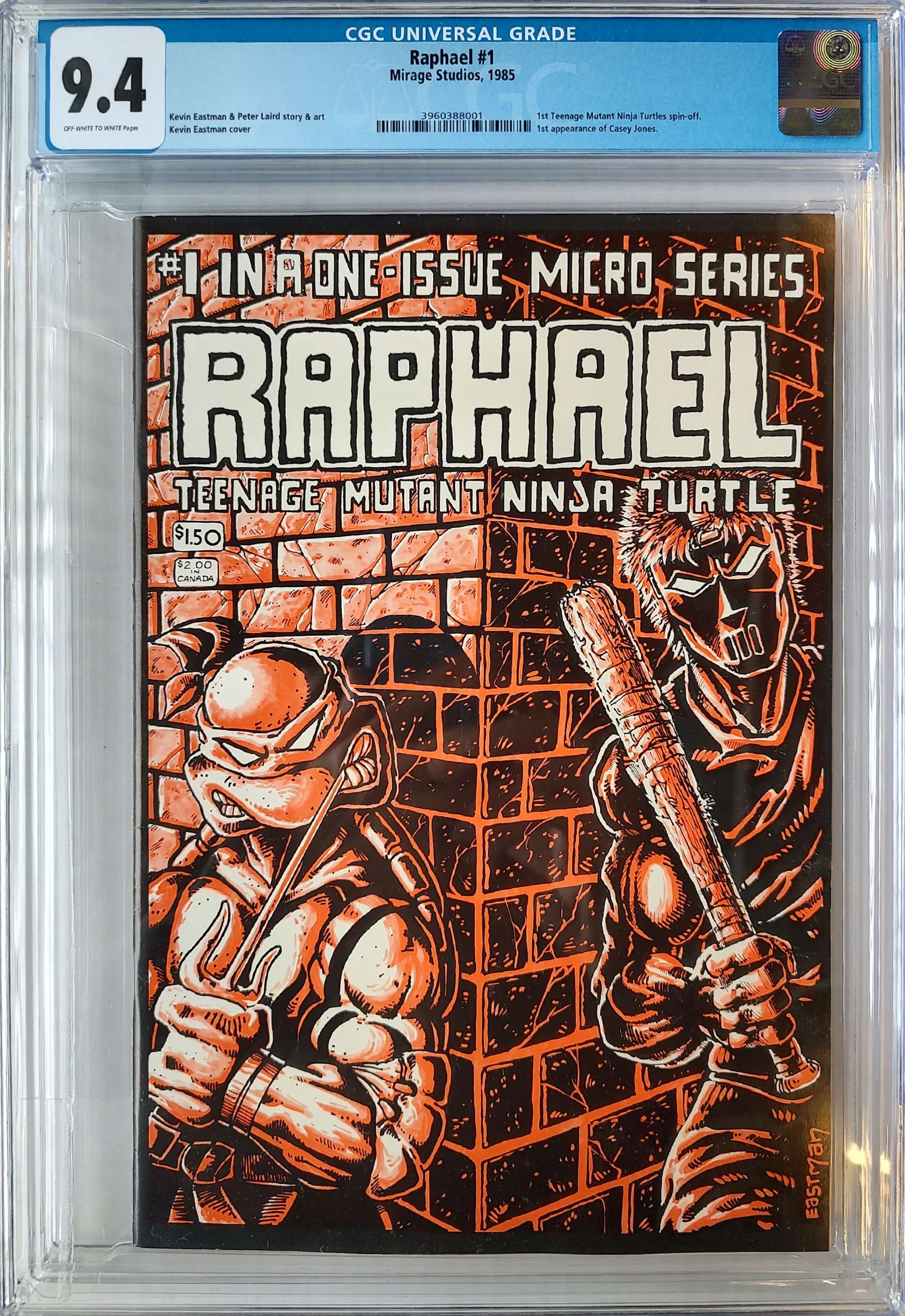 Mirage Studios Raphael 1985 Comic Book #1 (1st TMNT Spin-Off, 1st Appearance of Casey Jones ...