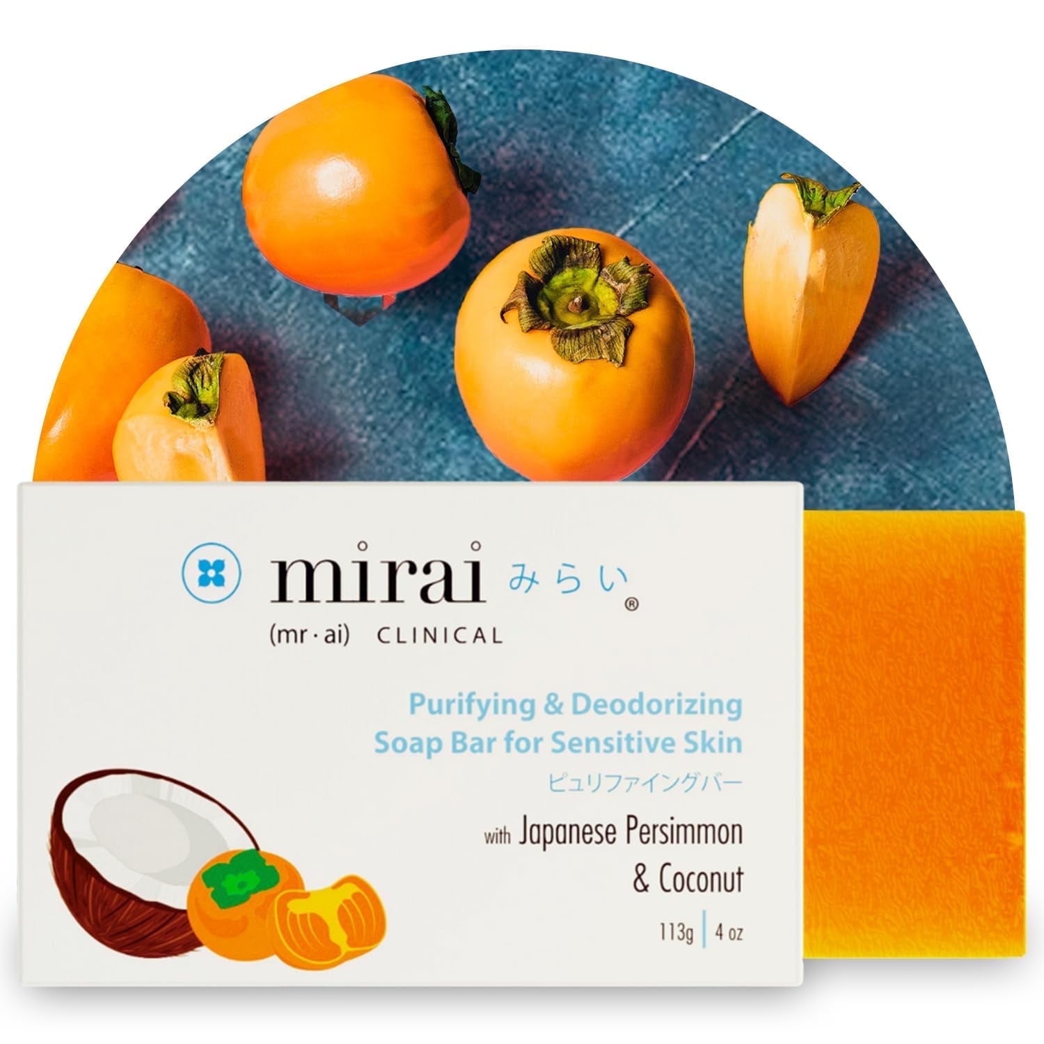 Mirai Clinical Persimmon Soap Bar, 100g, Anti-Odor, Deodorizing ...