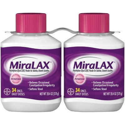Miralax Laxative Powder for Gentle Constipation Relief (34 Doses, 2 Ct ...