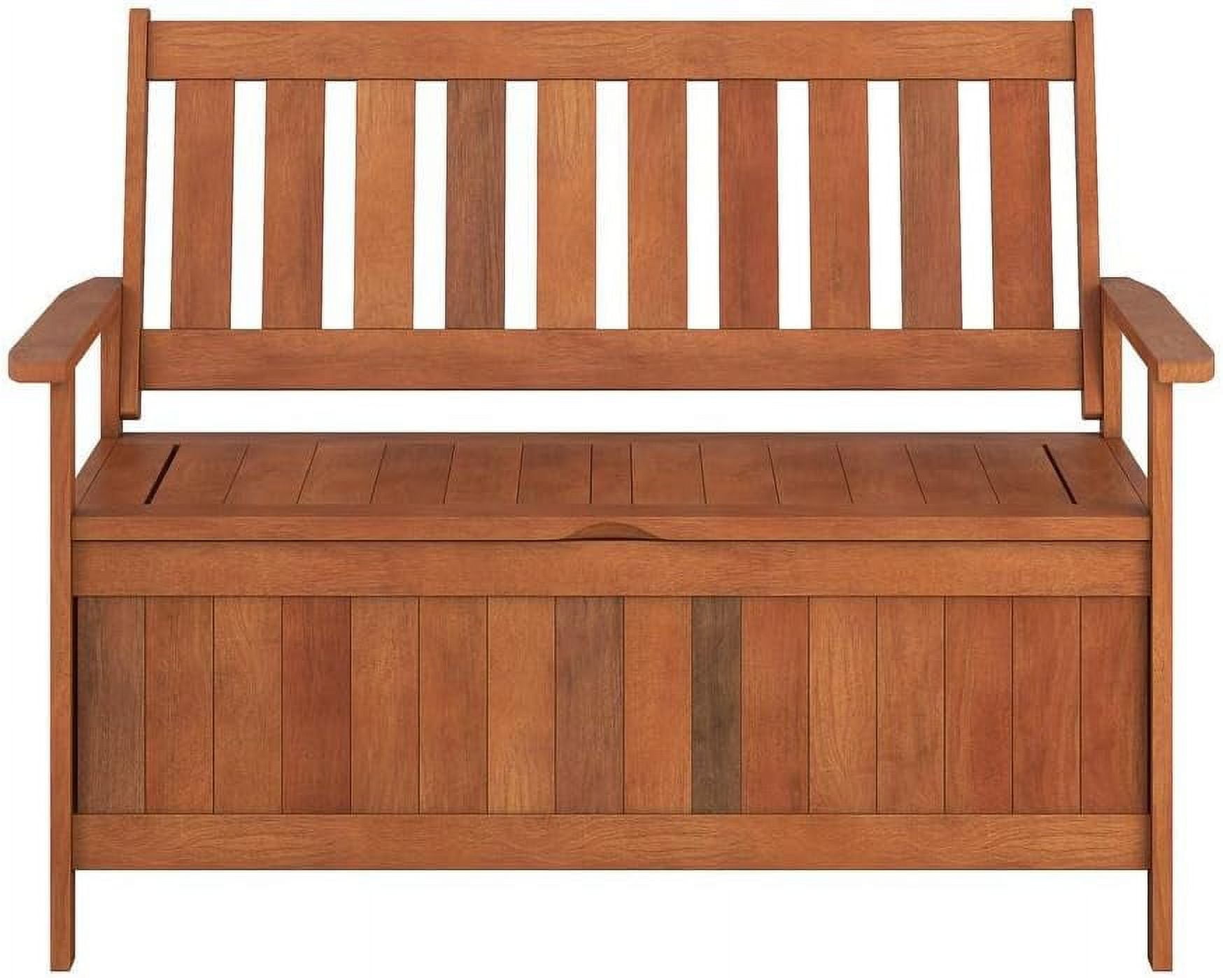 Miramar Natural Brown Stained Hard Wood Outdoor Storage Bench - Walmart.com