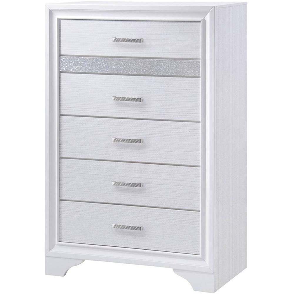 Miranda Modern Contemporary 5-Drawer Chest with Rhinestone Handles ...