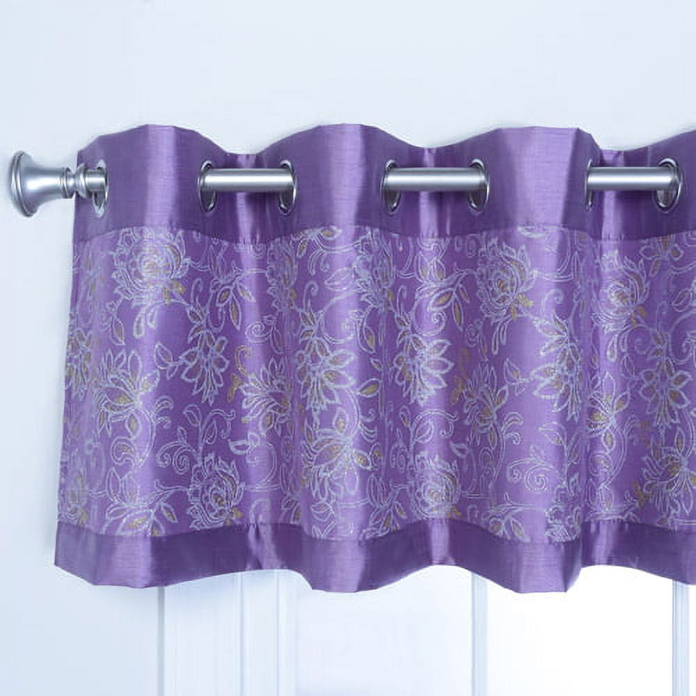 Miranda Faux Silk Grommet Valance with Metallic Print - Walmart.com