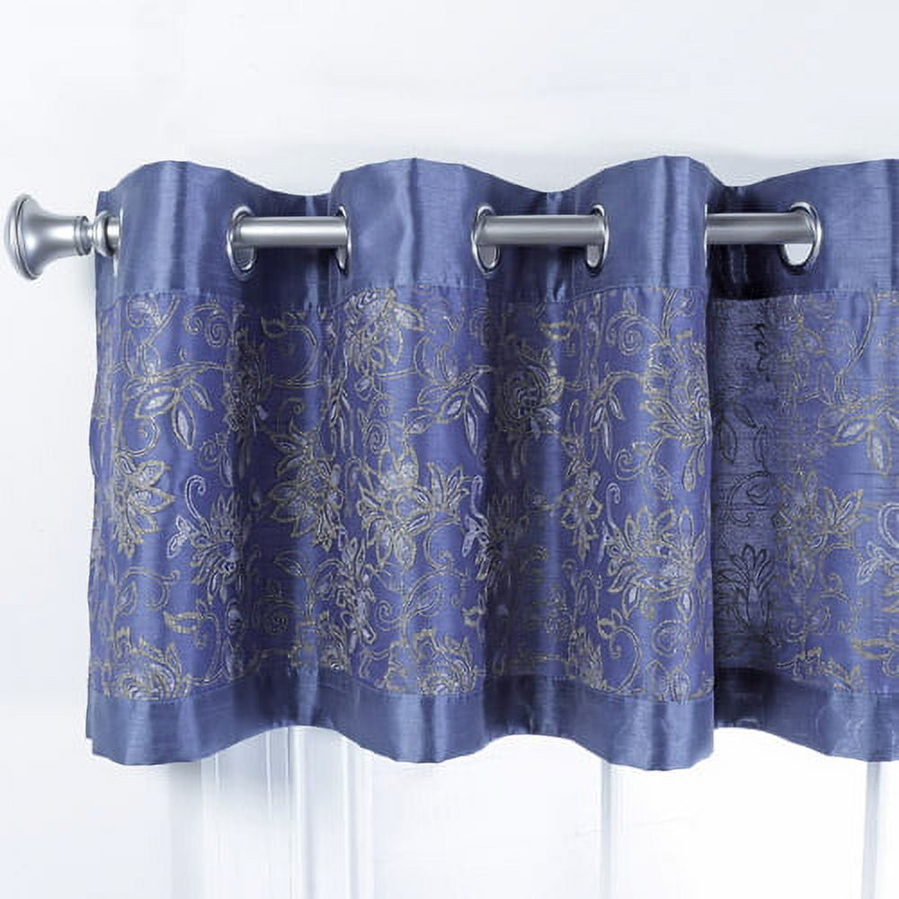 Miranda Faux Silk Grommet Valance with Metallic Print - Walmart.com