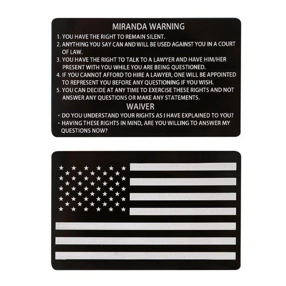 Miranda Rights Card Black Metal Design with Amez for Police - Walmart.com
