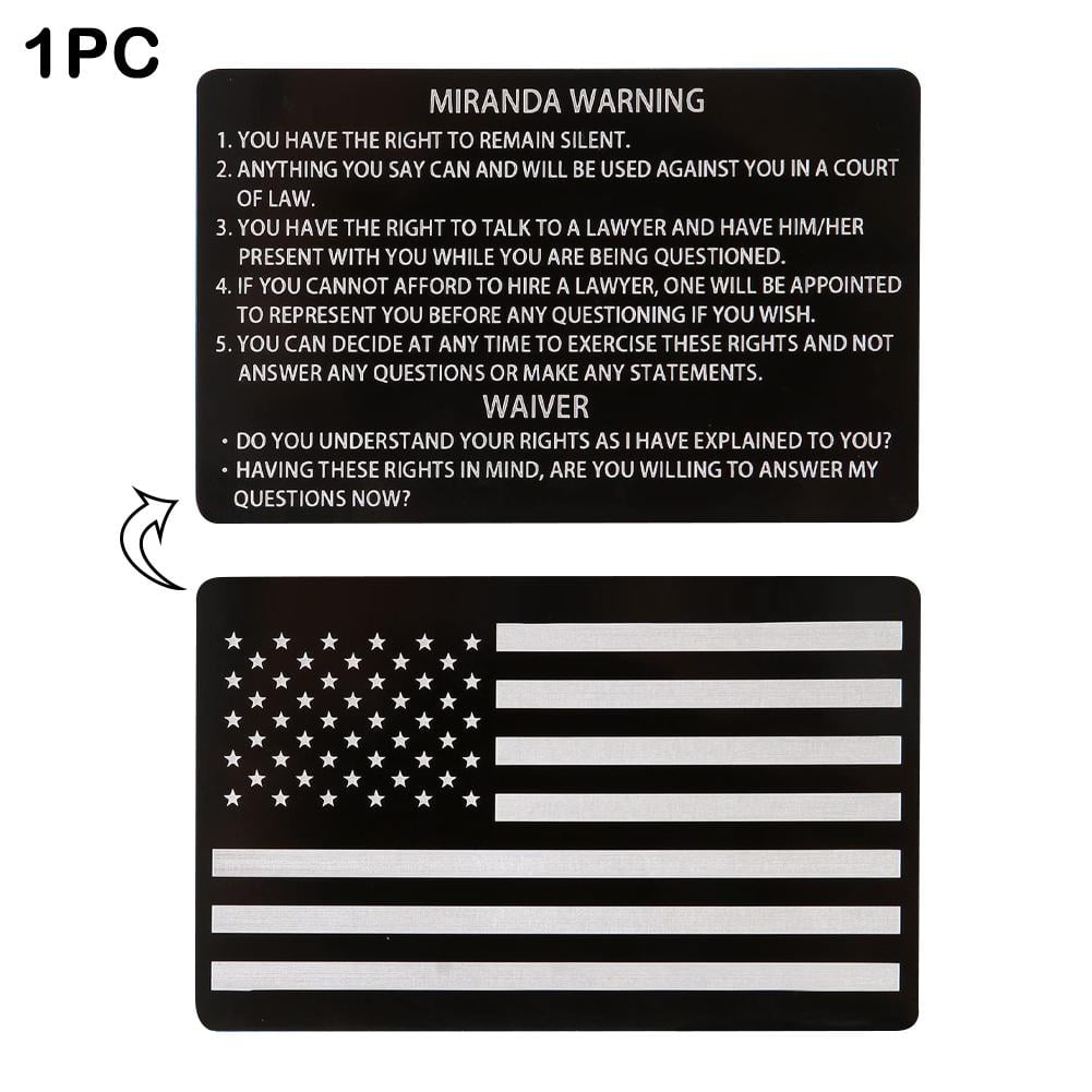 Miranda Warning Rights & Phonetic Alphabet Card Military Police Black ...