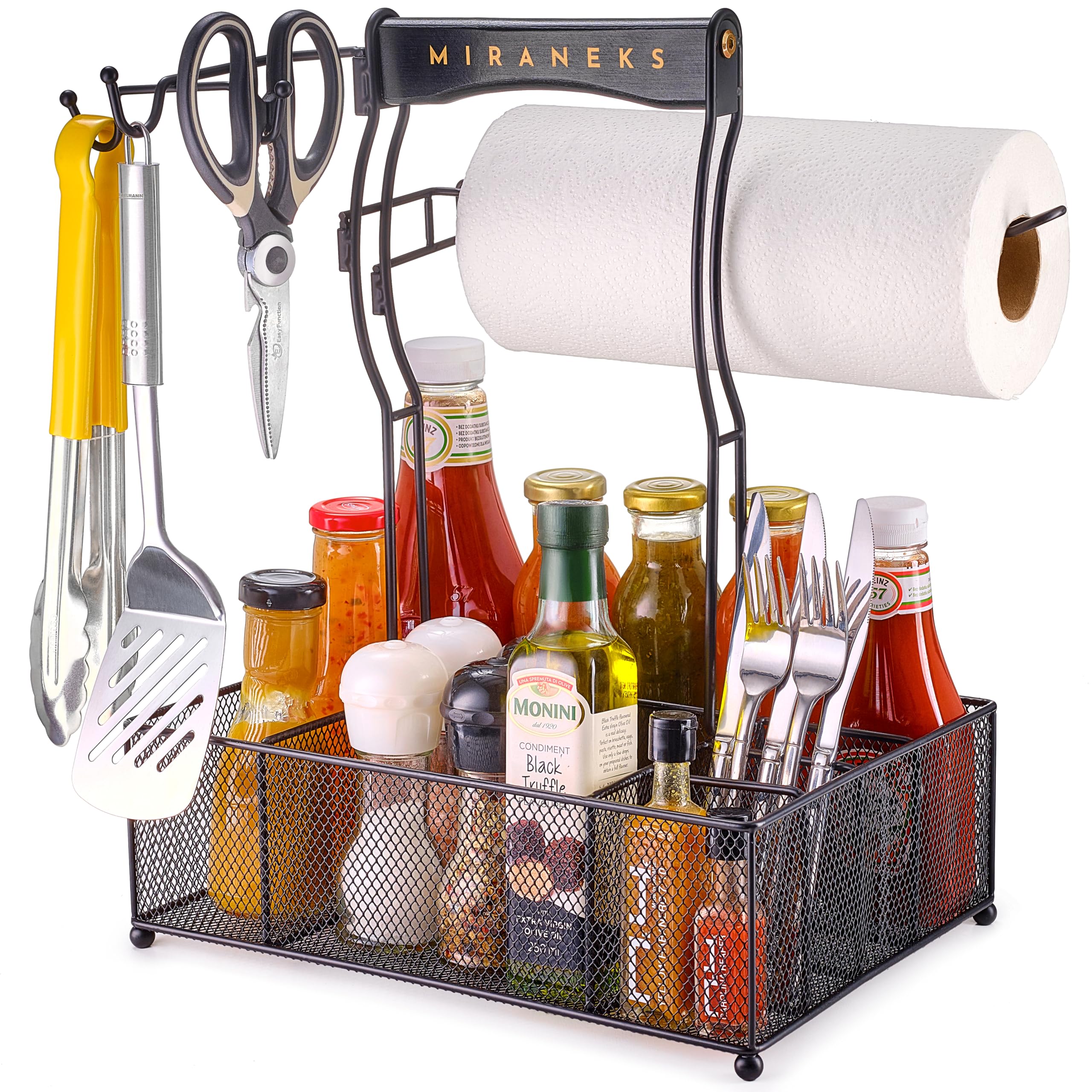 Miraneks Grill Organizer Caddy with Paper Towel Holder & Bonus Grill ...