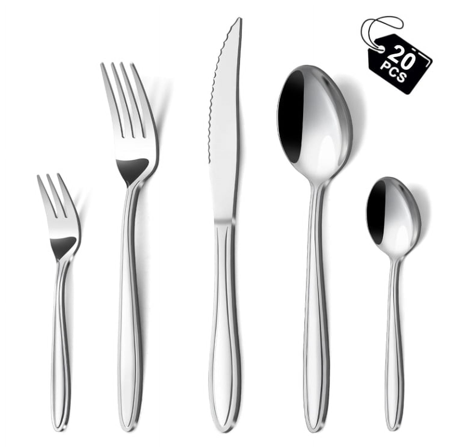 Mirdinner 20 Pieces Silverware Set, Cutlery Set for 4, Food-Grade ...