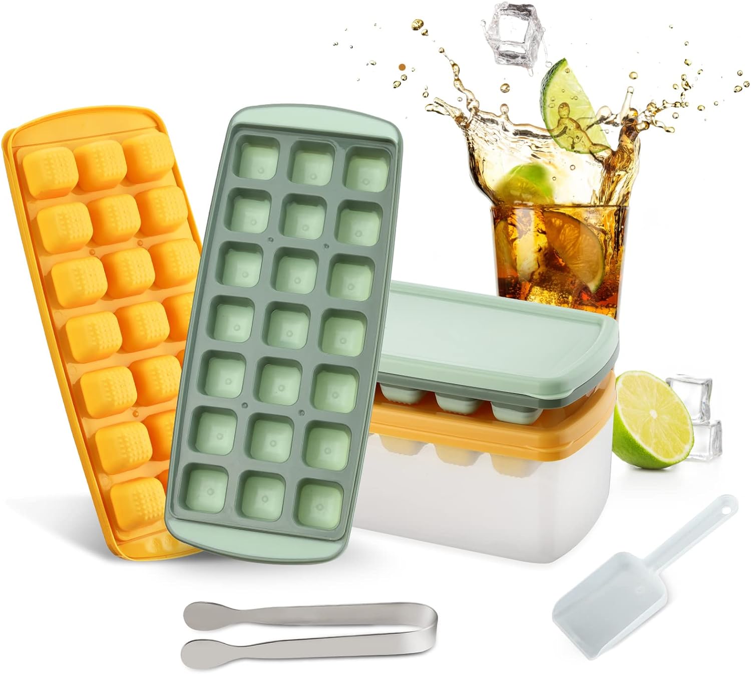 Easy Release Silicone And Flexible 8 Ice Cube Trays With For Freezer