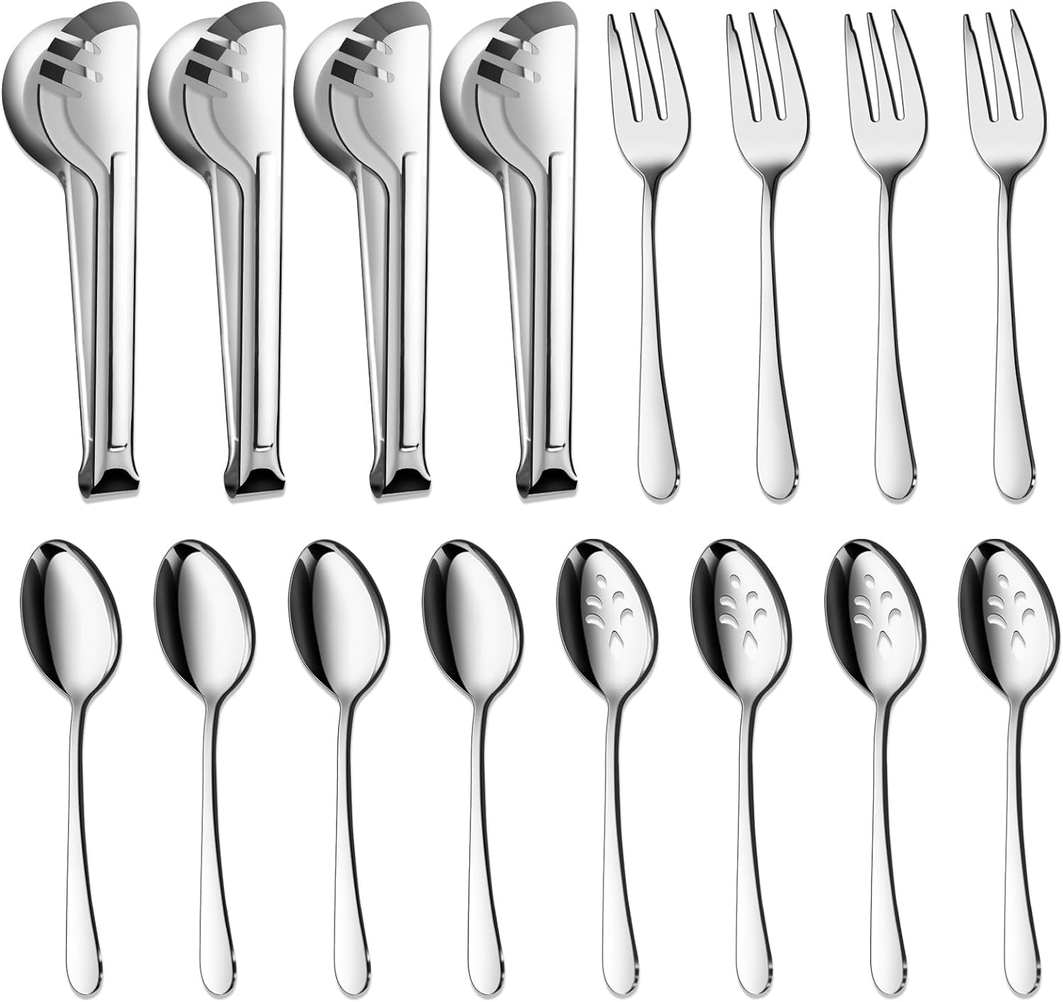 Mirdinner Serving Set, 16 Pcs Stainless Steel Serving Utensil Hostess ...