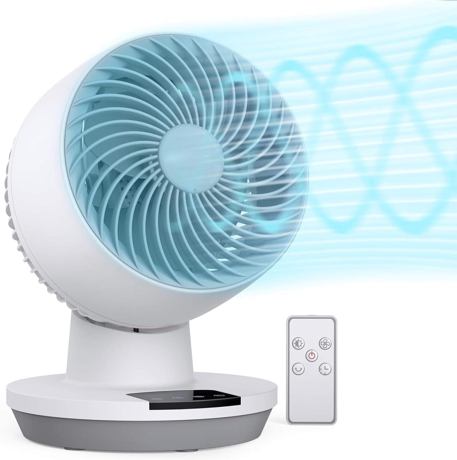 Mirdred Air Circulator Fan with Remote, Small Oscillating Table Fan ...