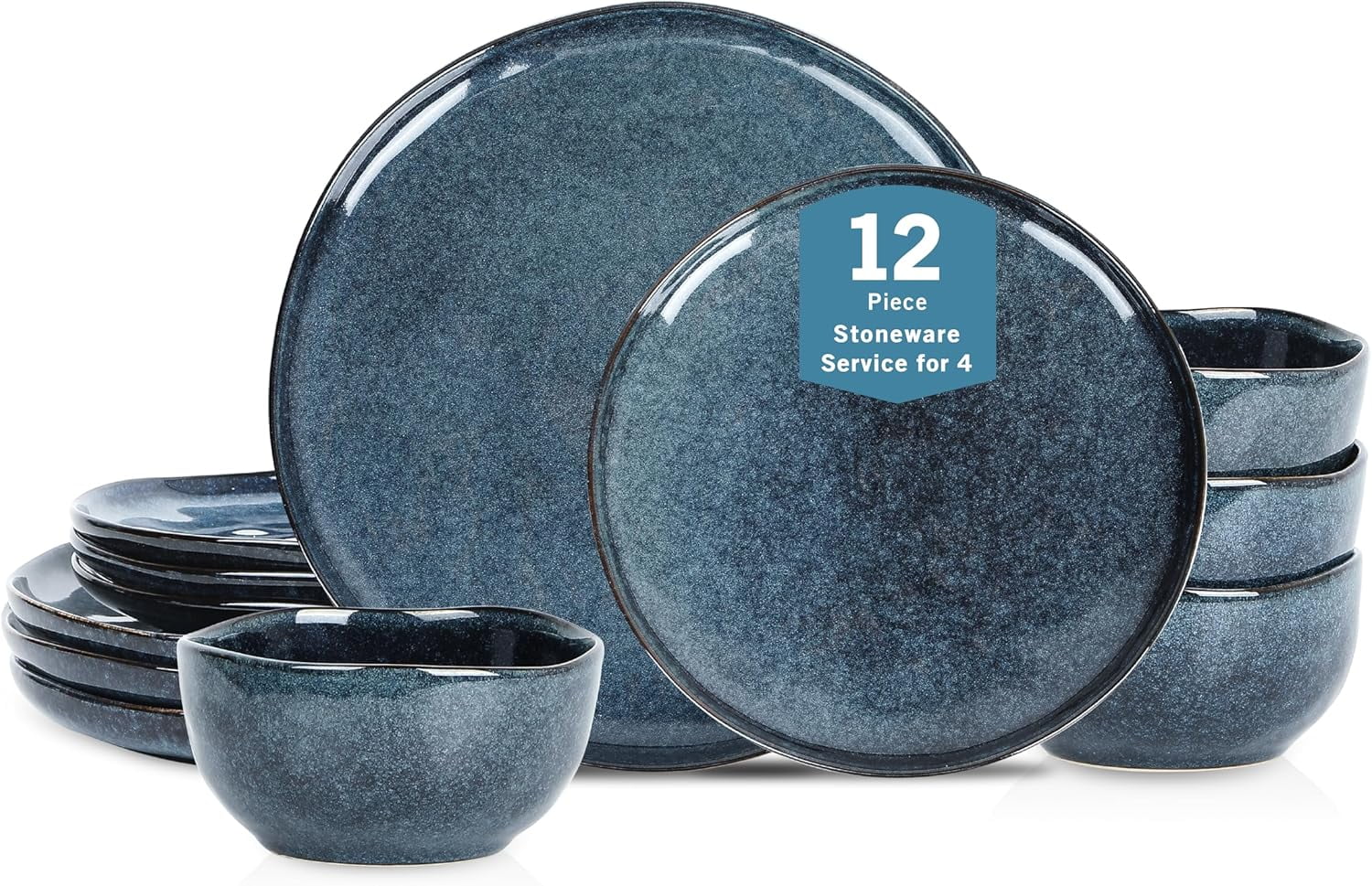 Mirella 12-Piece Stoneware Dinnerware Set, Service for 4, Reactive ...