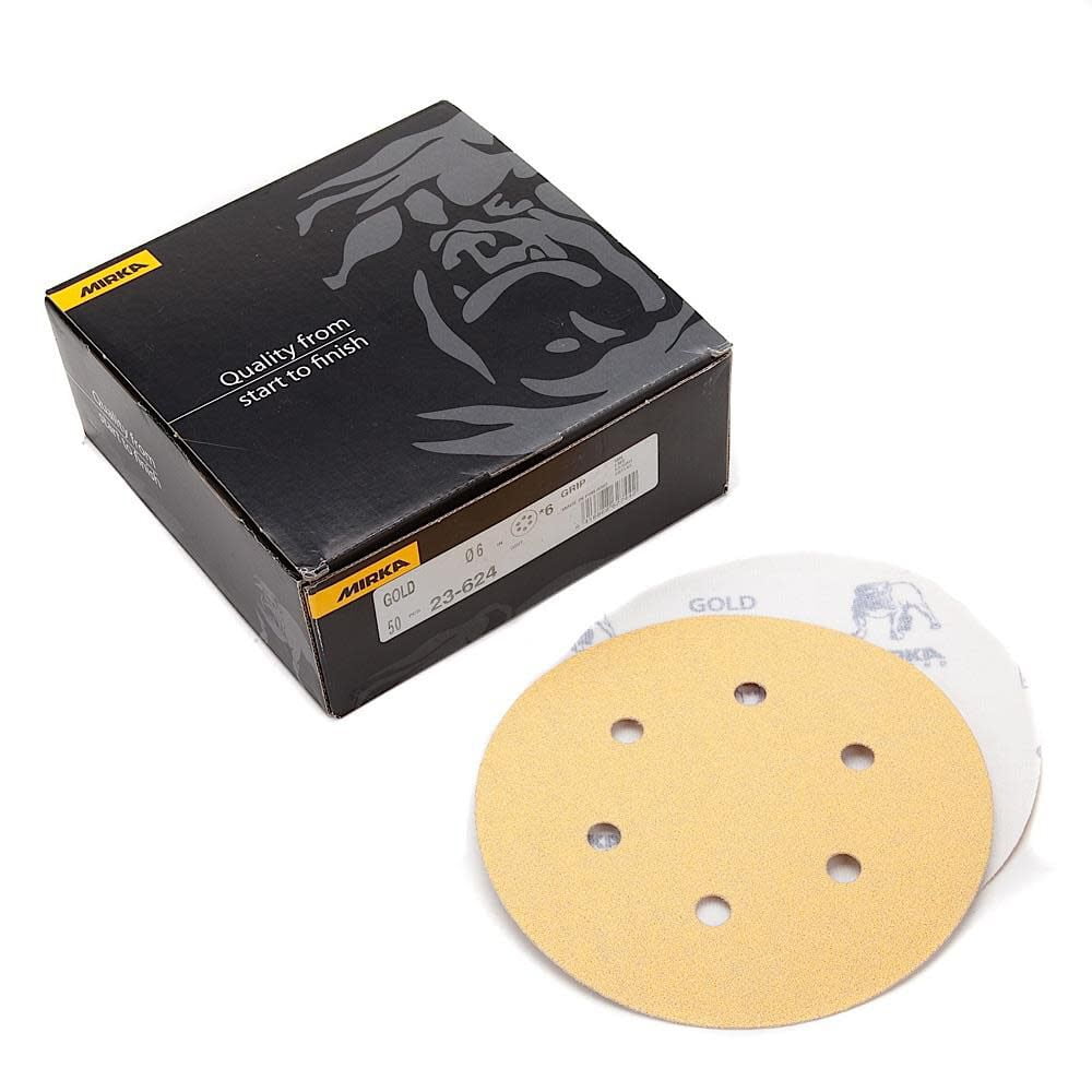 Mirka Abrasives 23624220; Gold 6 inch 6H Grip Vac Sanding Disc 220G ...