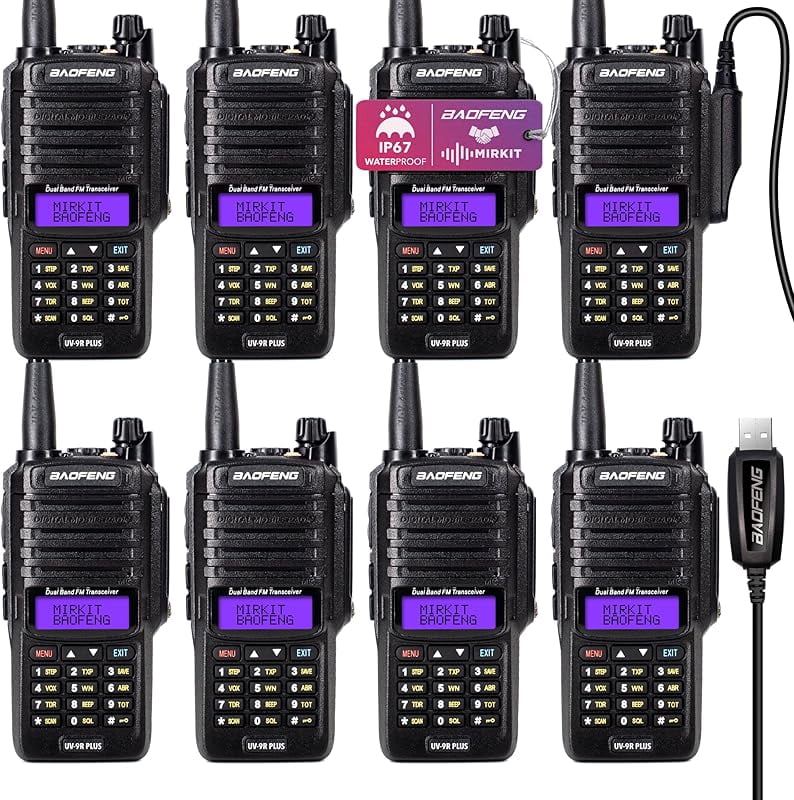 Mirkit 8X Baofeng UV-9R Plus MK1 (UV-82 3rd gen) Waterproof Radio 8W ...
