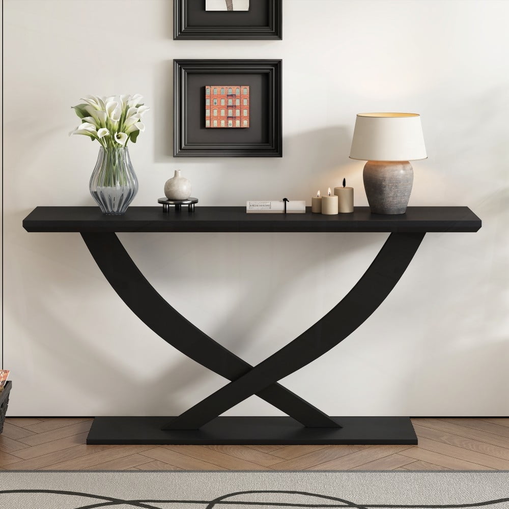 Mirod 57'' Console Table with Cross-Leg Design, Reinforced Base for ...