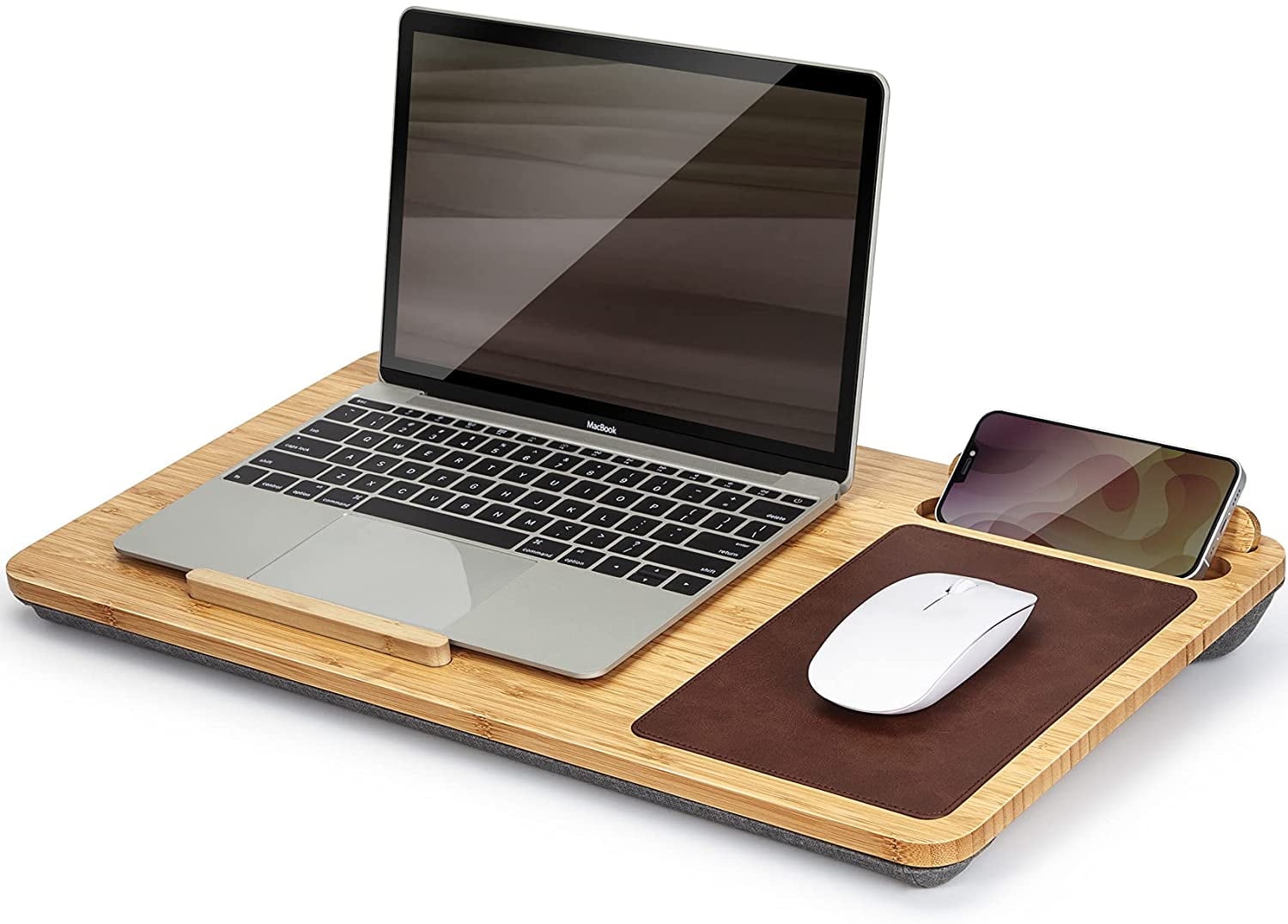 Miroddi Ergonomic Bamboo Laptop Stand with Cushion for 13-17” Macbook ...