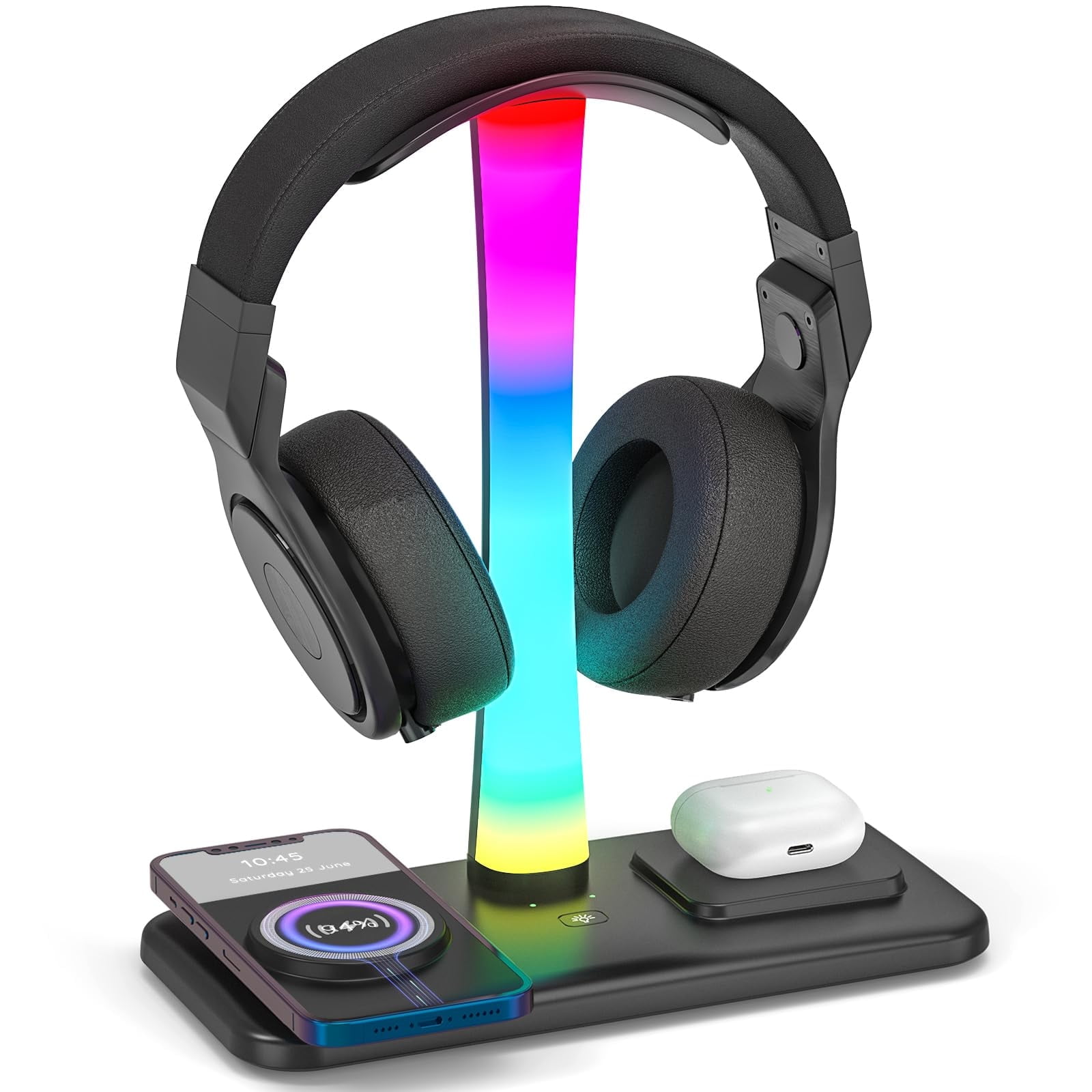 Miroddi Headphone Stand with Wireless Charger, Gaming Headset Stand ...