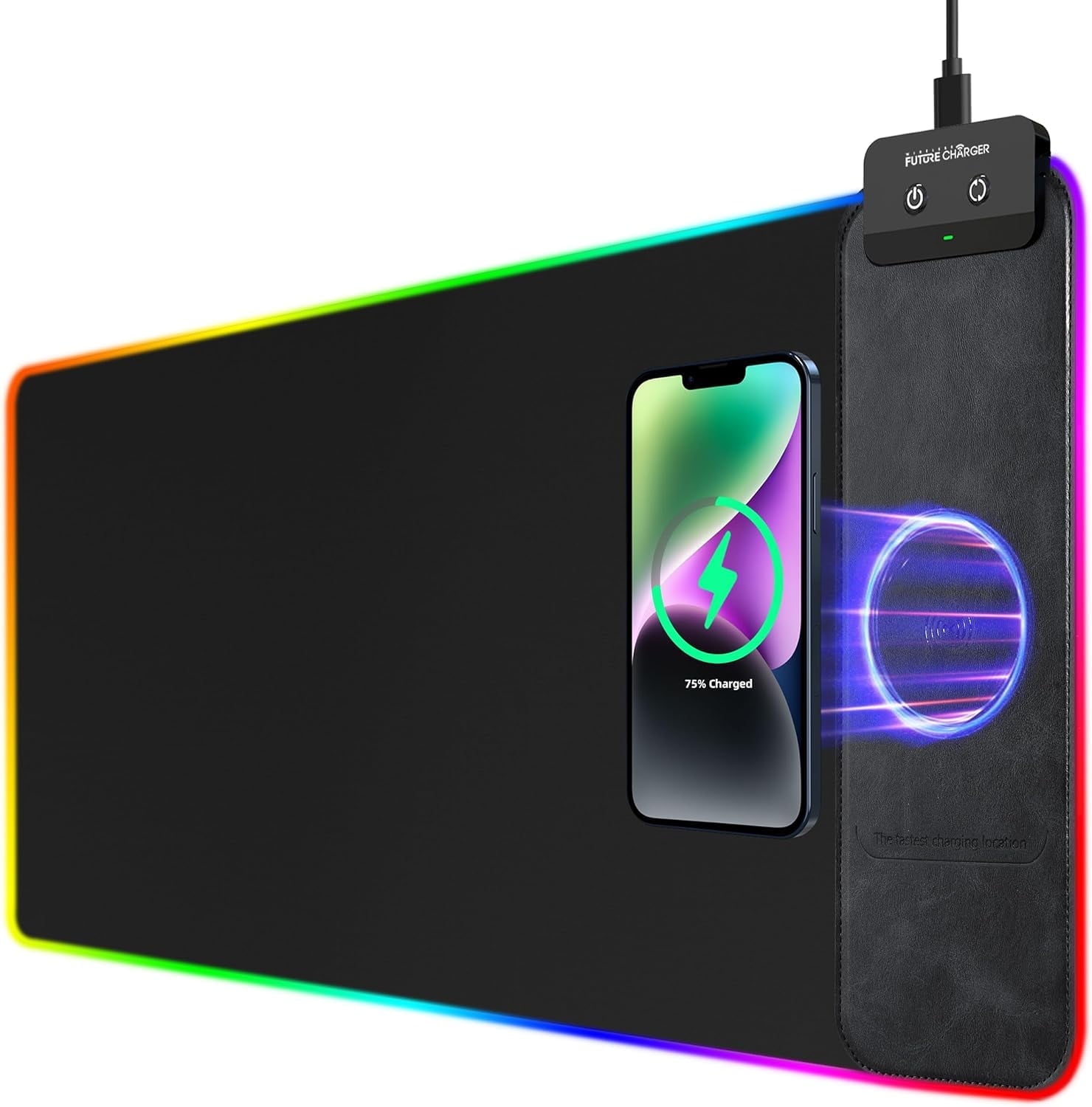 Miroddi Mouse Pad with Wireless Charging, 15W RGB Gaming Mousepad with ...