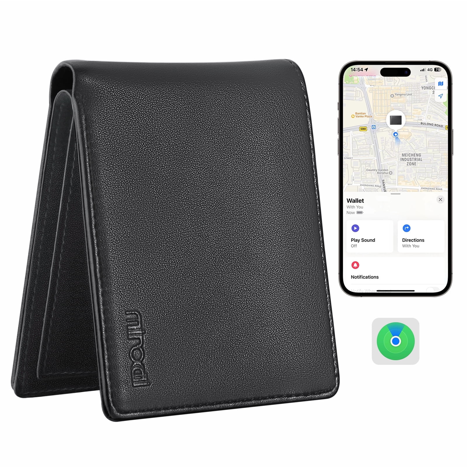 Miroddi Smart Wallets for Men, Built-in Find My Real Time Tracker, PU ...