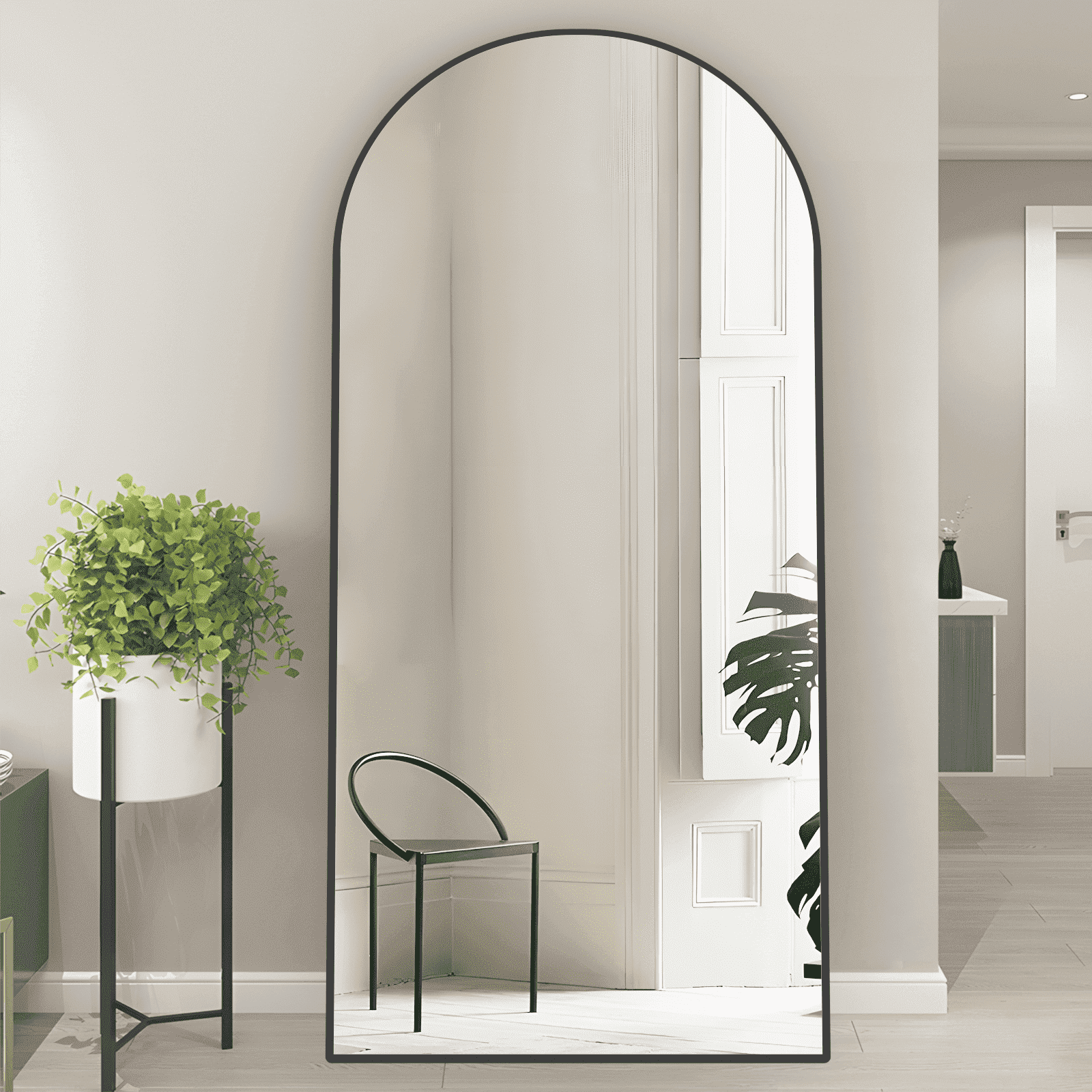 Mirrasia 24"x65" Arched Full Length Mirror, Modern Standing Mirror ...