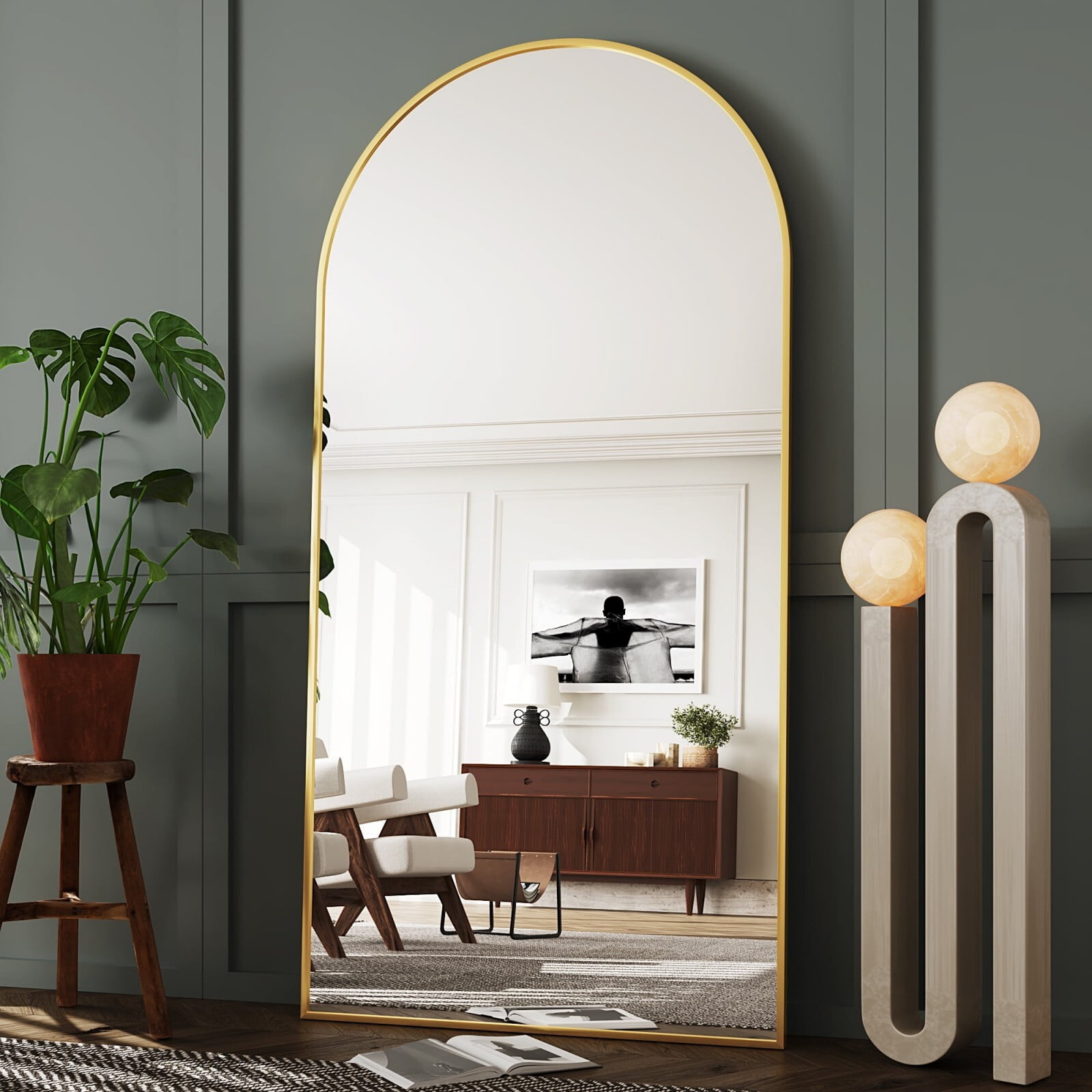 Mirrasia 30"x71" Arched Full Length Mirror, Modern Standing Mirror ...